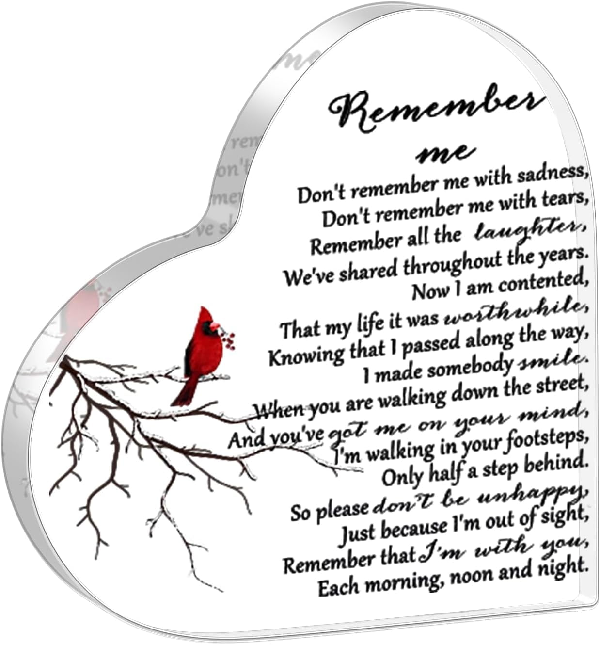 Sympathy Gifts Heart Shape Memorial Bereavement Gifts Crystal Acrylic ...