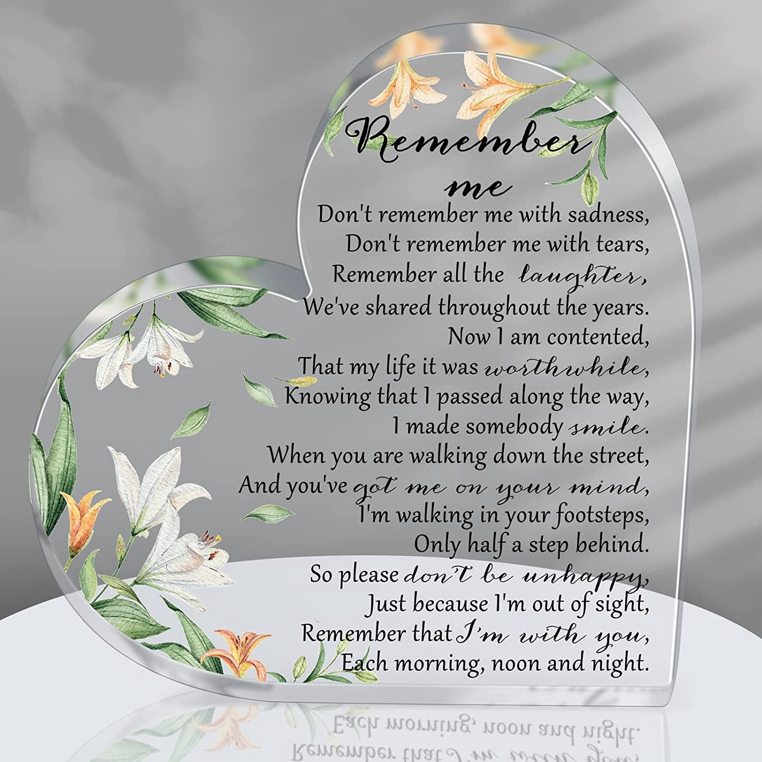 Sympathy Gifts Heart Shape Memorial Bereavement Gifts Crystal Acrylic ...