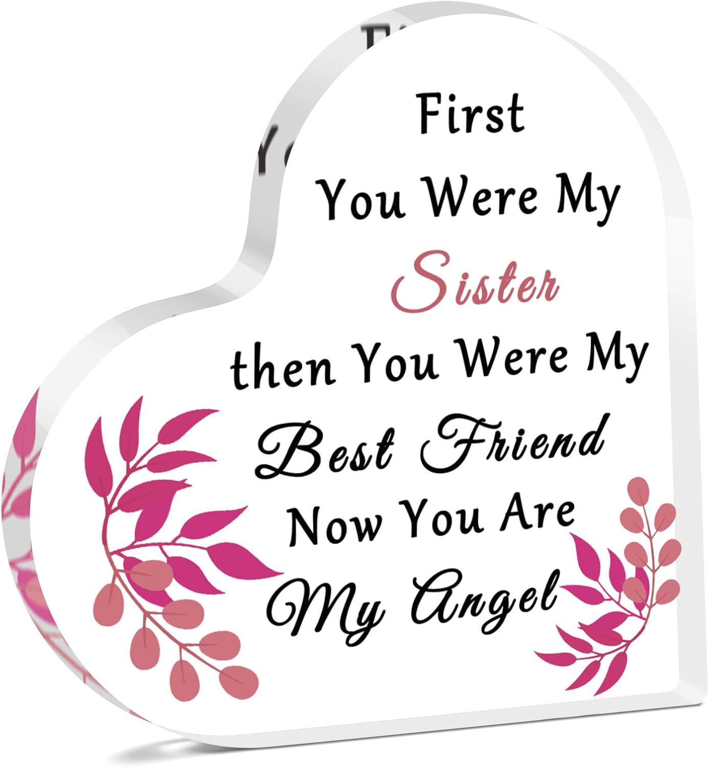 Sympathy Gifts for Loss of Sister Acrylic Heart Keepsake Sister ...