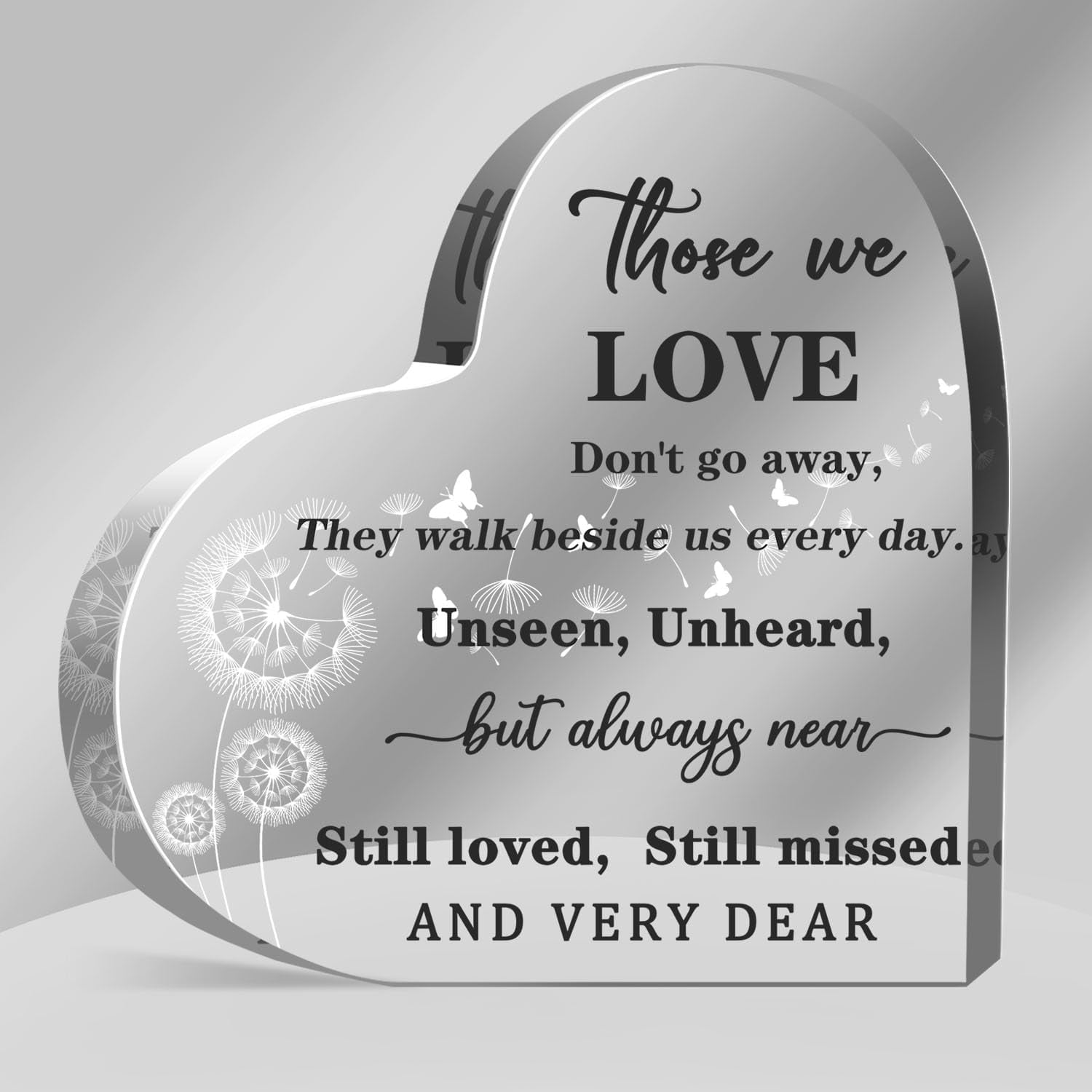 Sympathy Gifts, Memorial Bereavement Gifts, Dandelion Acrylic Heart ...