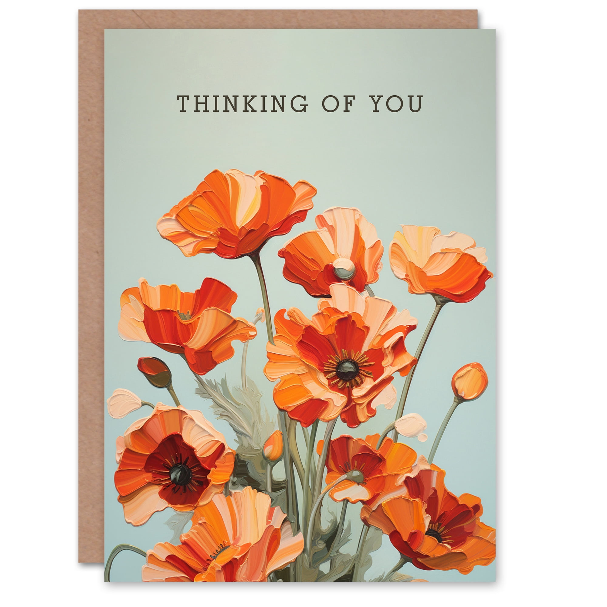 Sympathy Greeting Card Thinking of You Poppies Bouquet Poppy Flowers ...