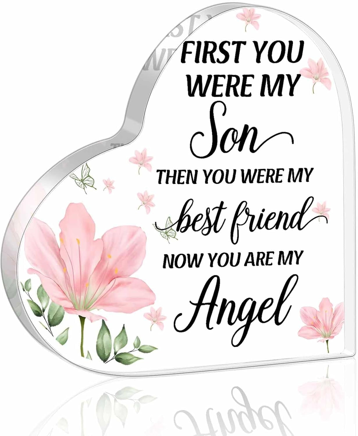 Sympathy Memorial Heart Shaped Acrylic Plaque Decor for Loss of Son, In ...
