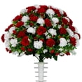 "Sympathy Silks 18"" UV Resistant Red and White Artificial Garden Mums ...