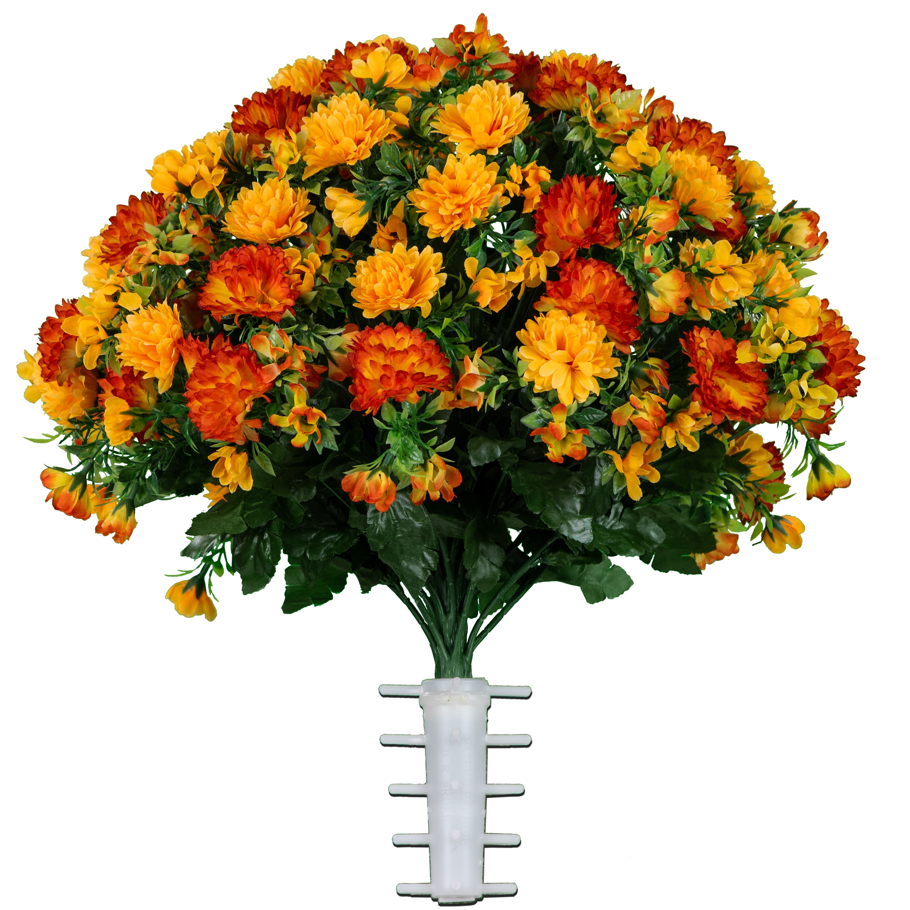 "Sympathy Silks 18"" Artificial Sunset Orange Garden Mums - Floral ...