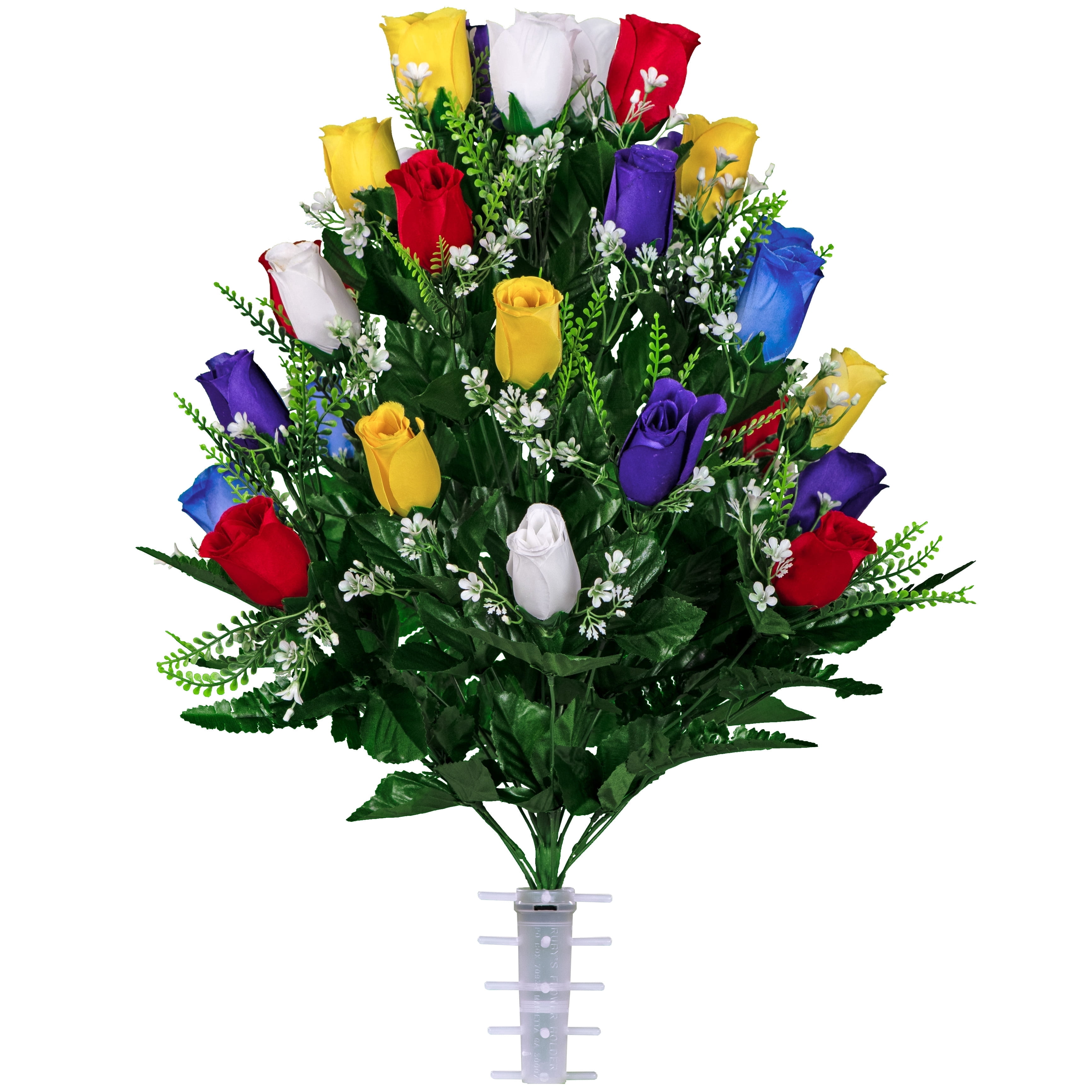 Sympathy Silks, Artificial Cemetery Flowers, 24" Assorted Roses ...