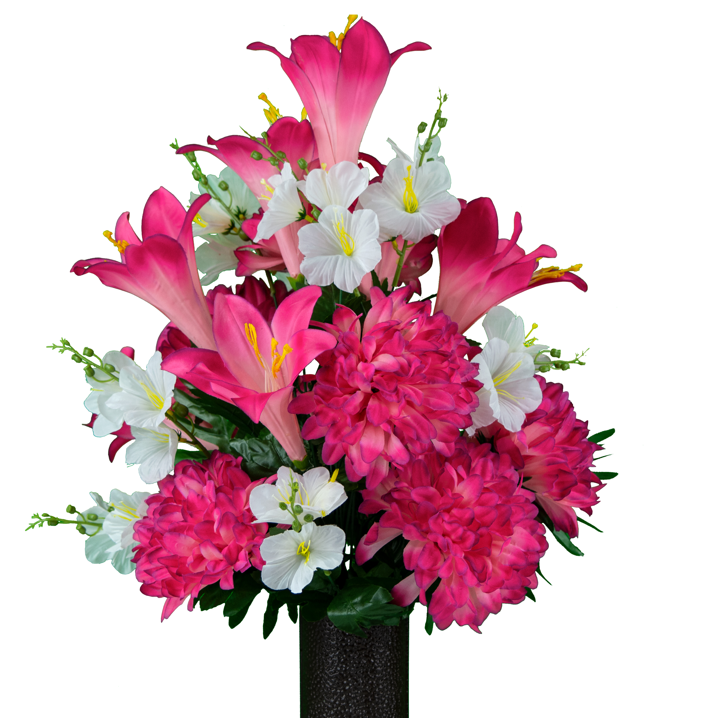 Sympathy Silks Artificial Cemetery Flowers 24" Pink Purple Lily/Dahlia ...