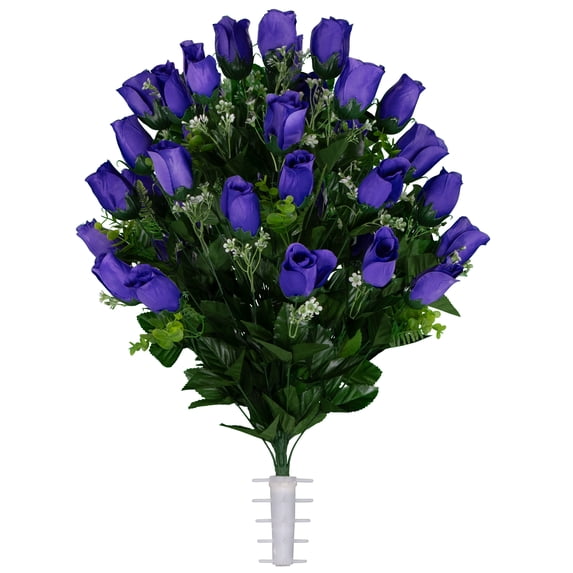Sympathy Silks Artificial Cemetery Flowers 28" Purple Rose Buds for a ...