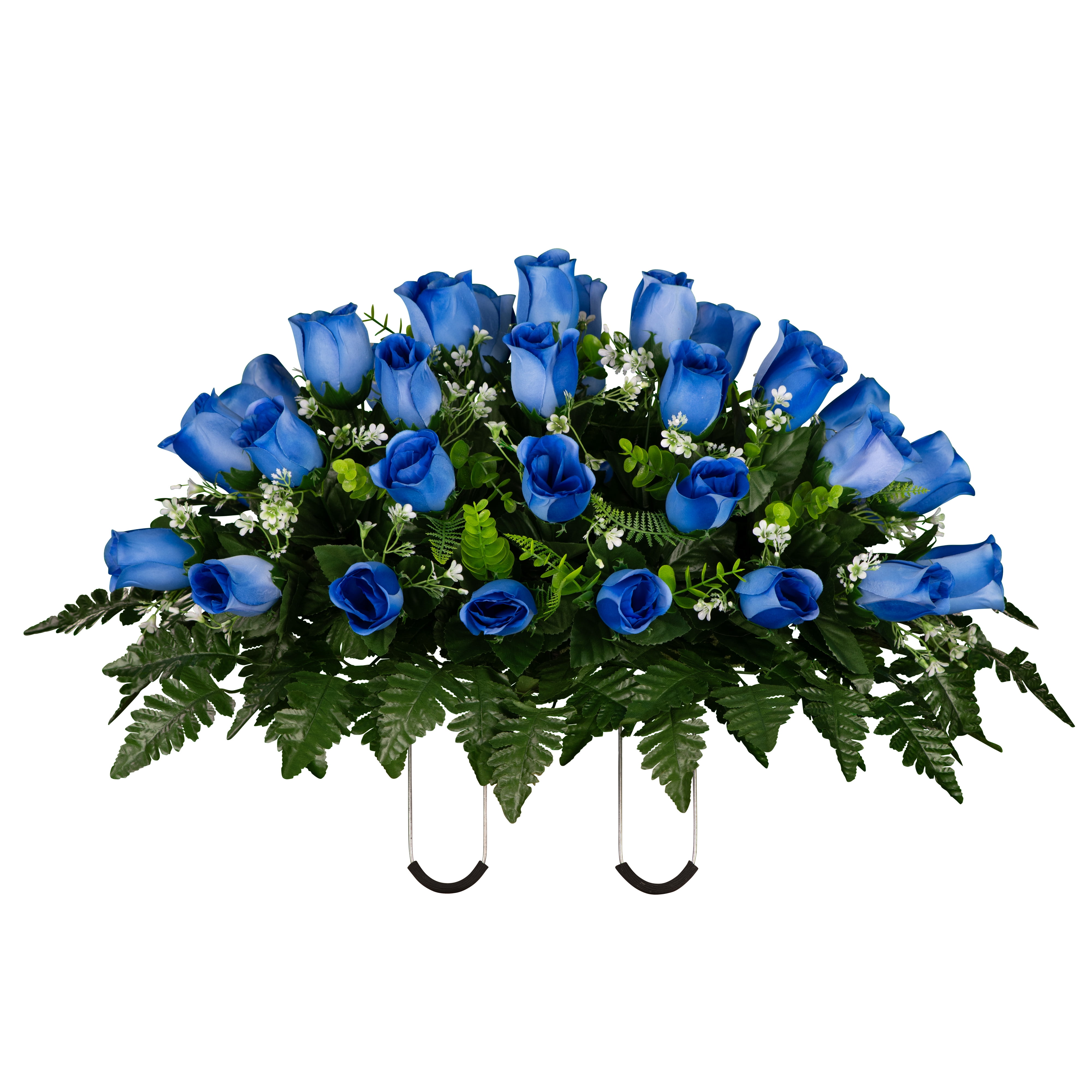"Sympathy Silks Blue Rose Buds Artificial Cemetery Flowers - 30"" Grave ...