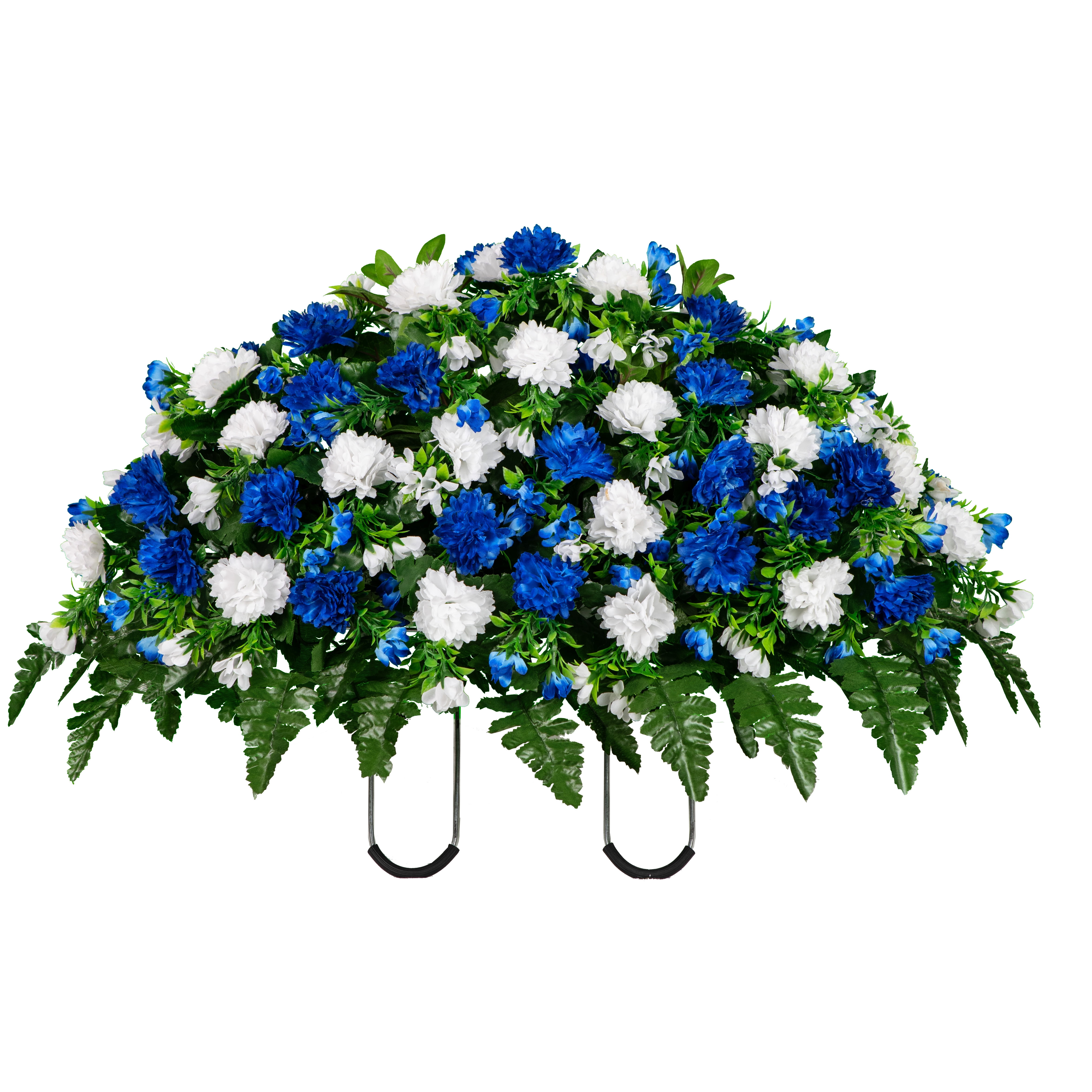 "Sympathy Silks 30"" Artificial Blue and White Mums Floral Arrangement ...