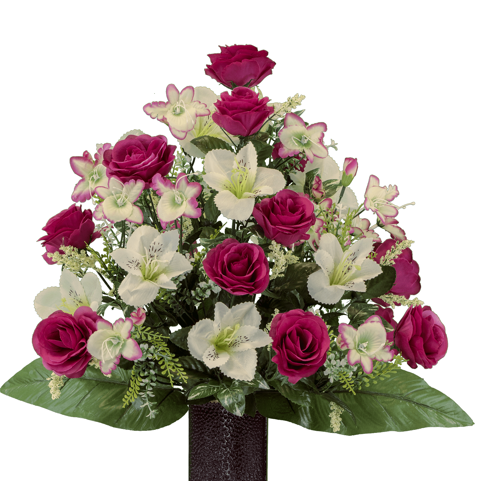 Sympathy Silks Artificial Cemetery Flowers Beauty Rose and White ...