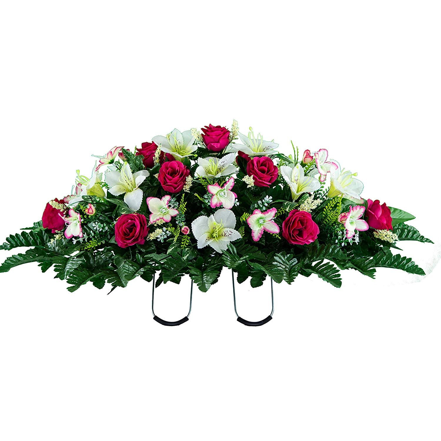 Sympathy Silks Artificial Beauty Rose & White Alstroemeria Floral ...