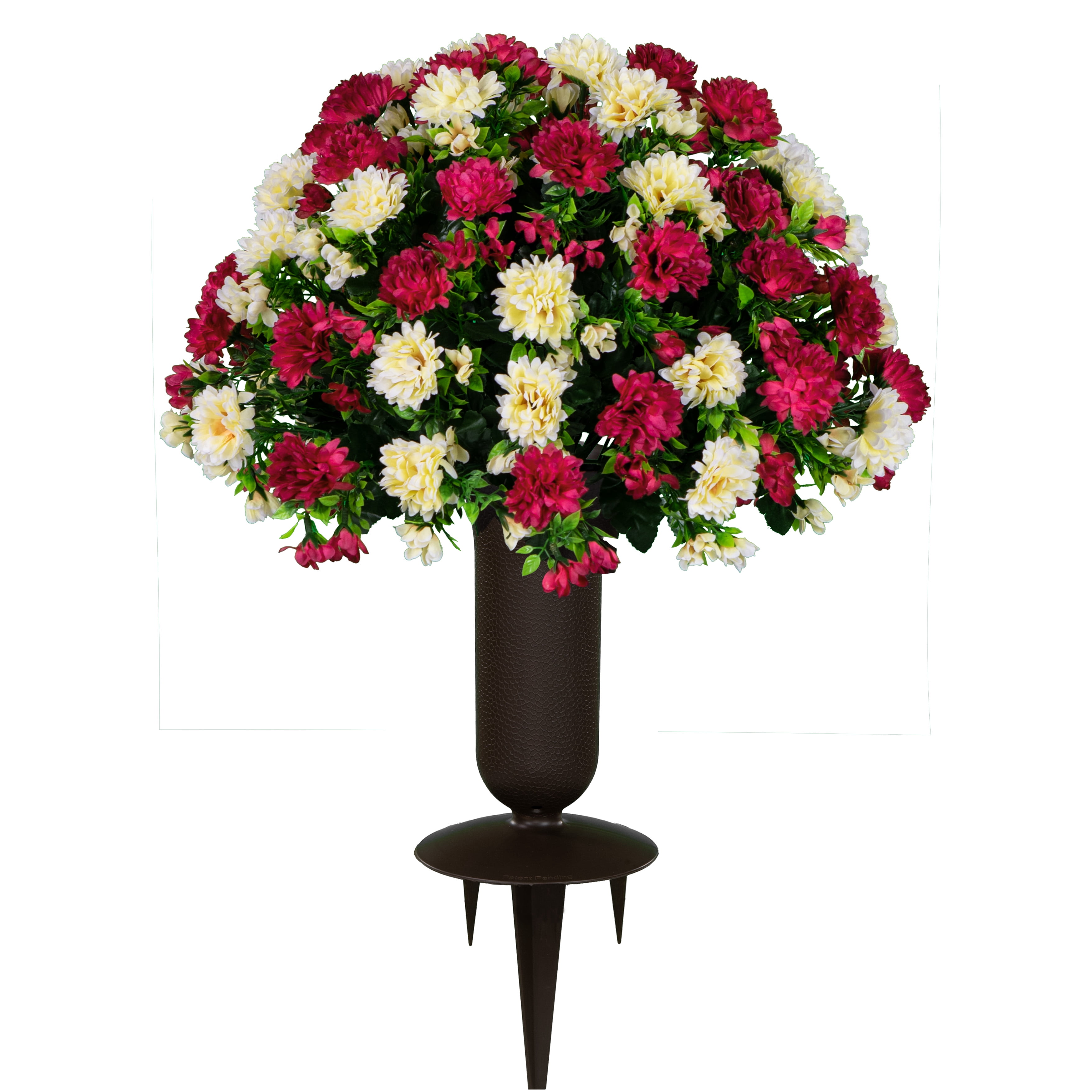 Sympathy Silks Artificial Cemetery Flowers Beauty and Cream Garden Mums ...