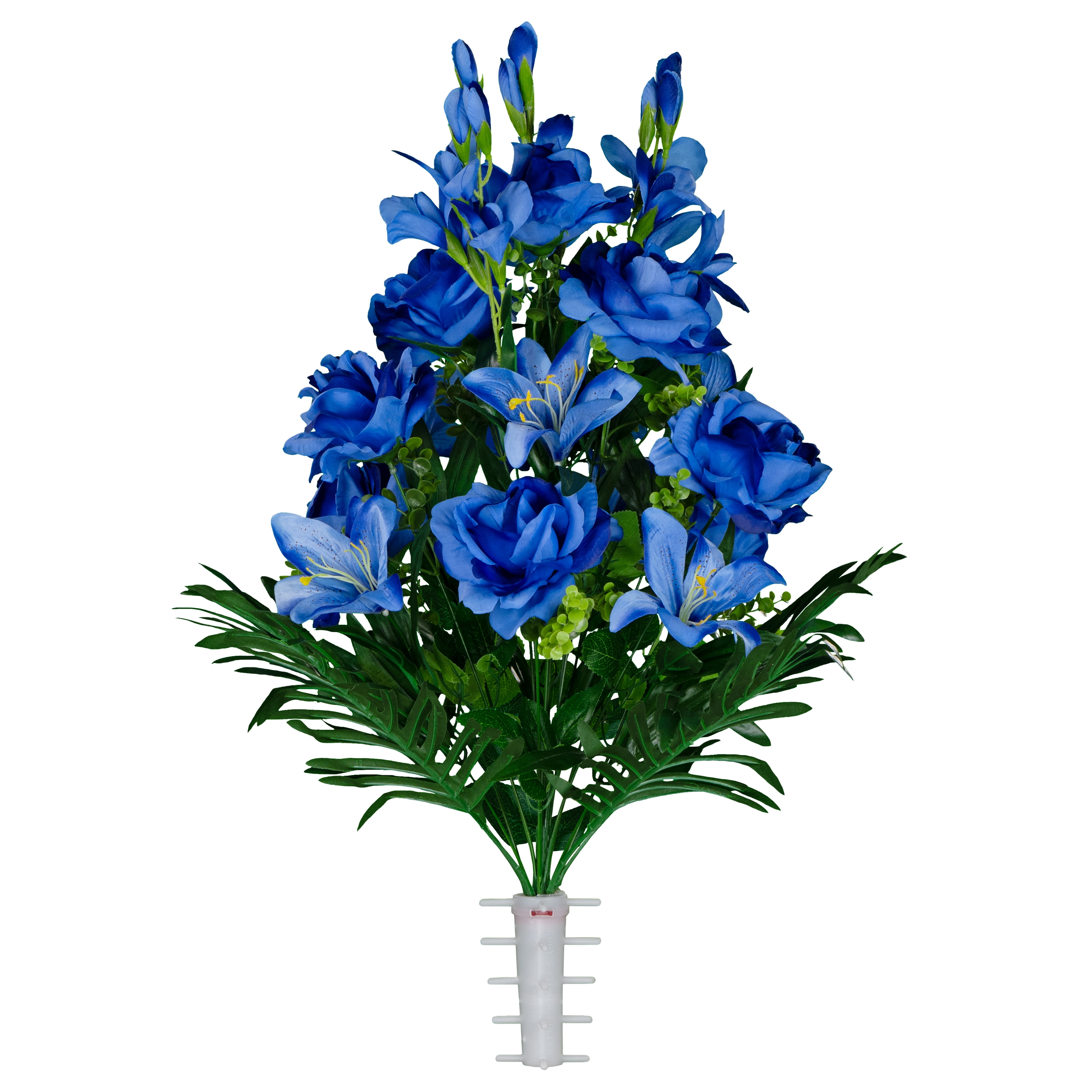 Sympathy Silks Artificial Cemetery Flowers, Blue Gladiolus, Rose and ...