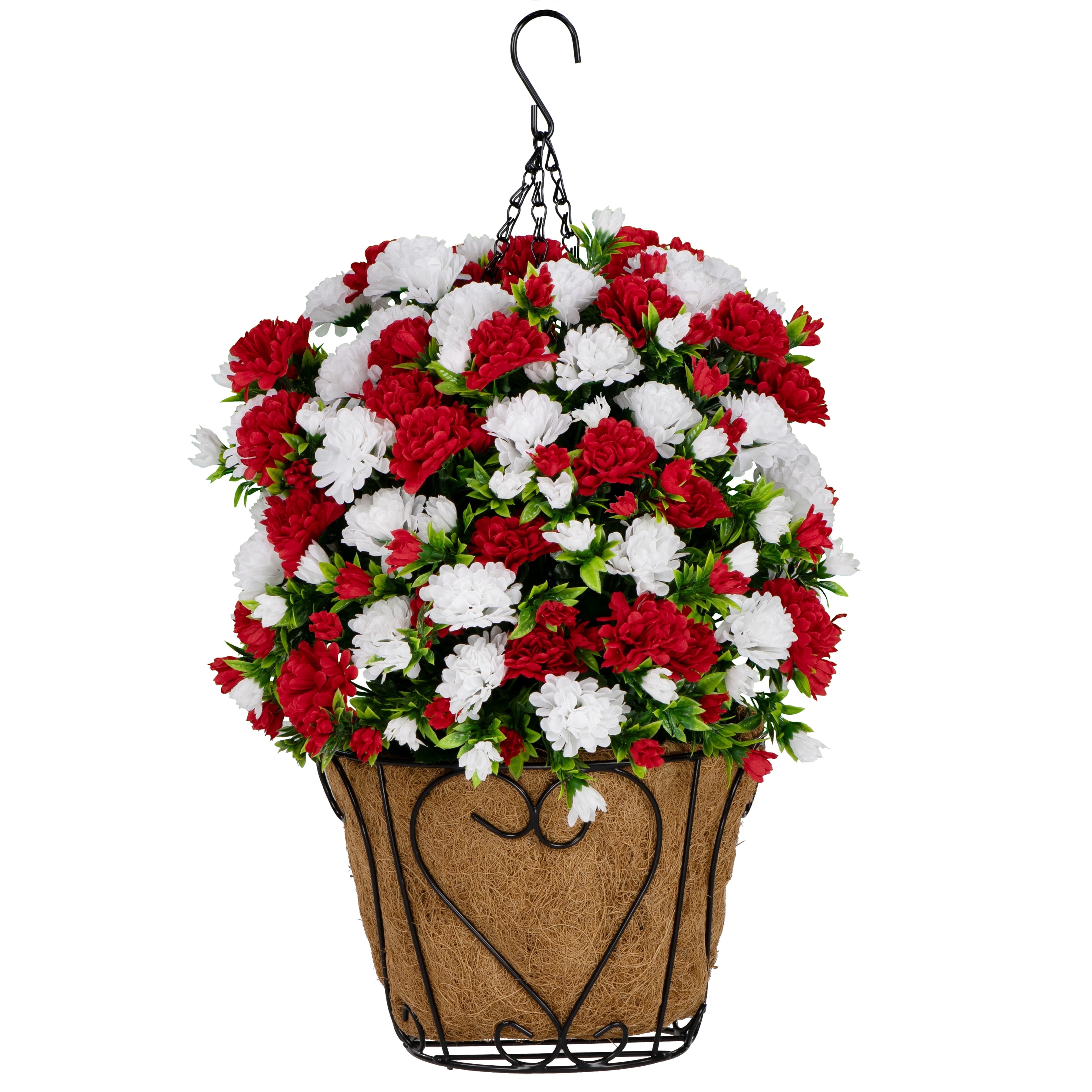 Sympathy Silks Artificial Cemetery Flowers - Hanging Basket Red and ...