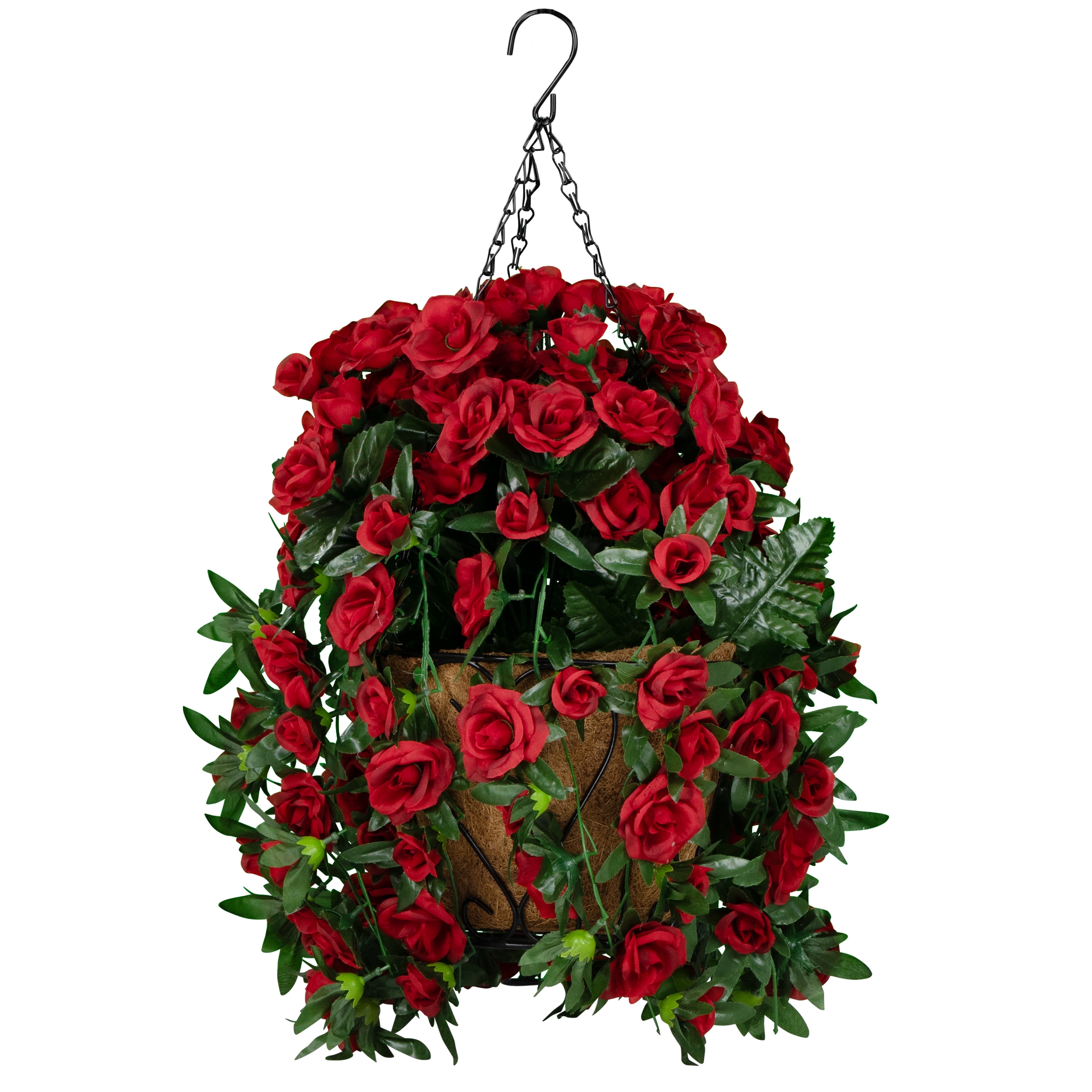 Sympathy Silks Artificial Cemetery Flowers - Hanging Basket with Red ...