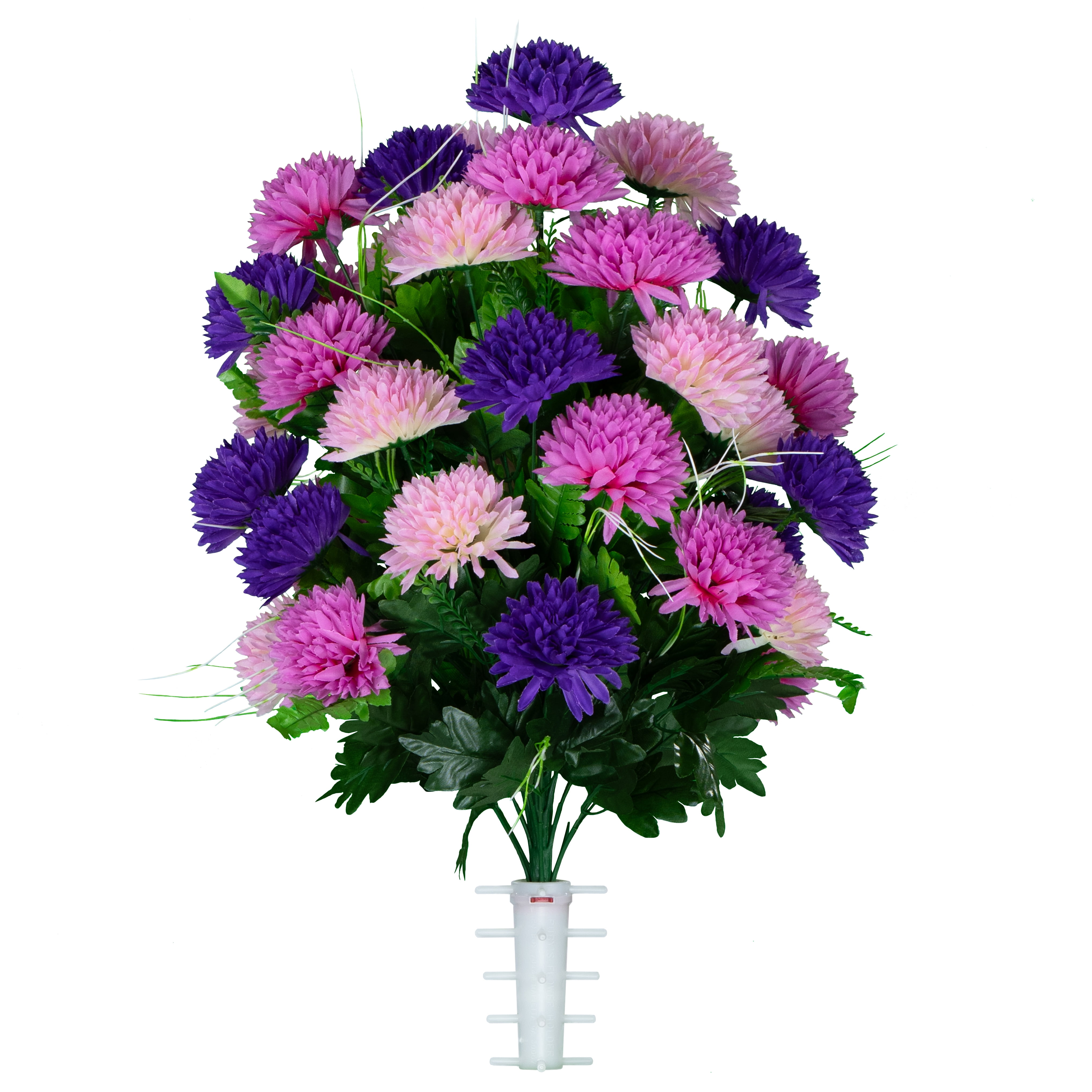 Sympathy Silks Artificial Cemetery Flowers - Purple and Pink Mums ...