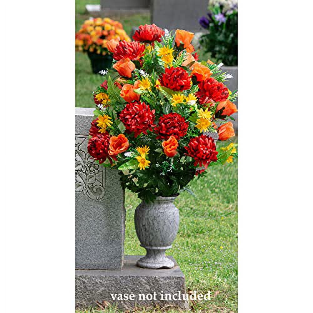 Sympathy Silks Artificial Cemetery Flowers – Realistic Vibrant Roses ...