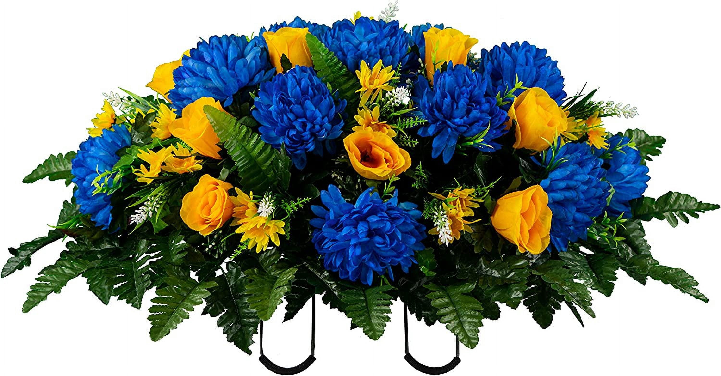 Sympathy Silks Artificial Cemetery Flowers – Realistic Vibrant Roses ...