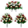 Sympathy Silks Artificial Cemetery Flowers, Red Tulips White Iris ...