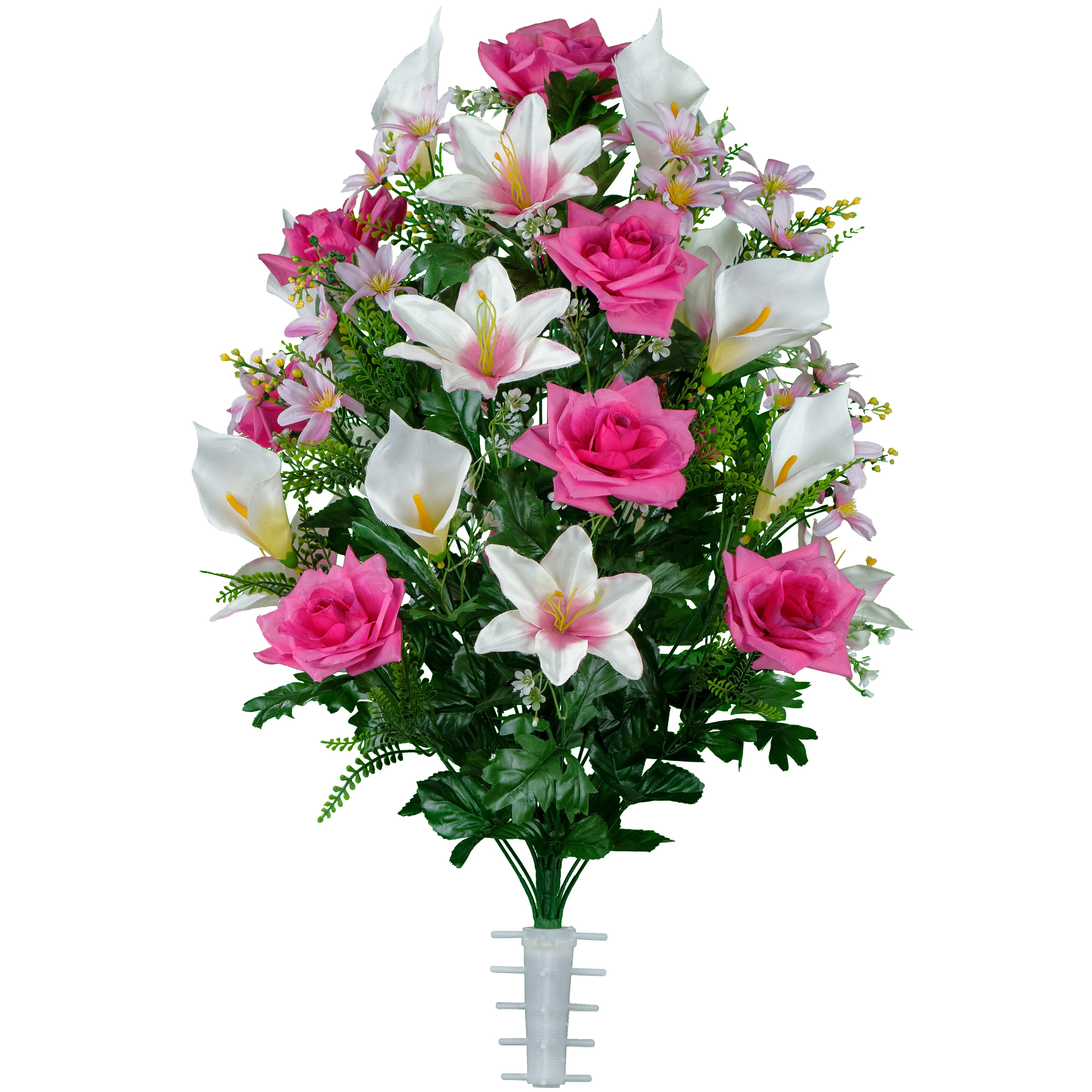 Sympathy Silks UV-Resistant Grave Floral Arrangement - White Calla Lily ...