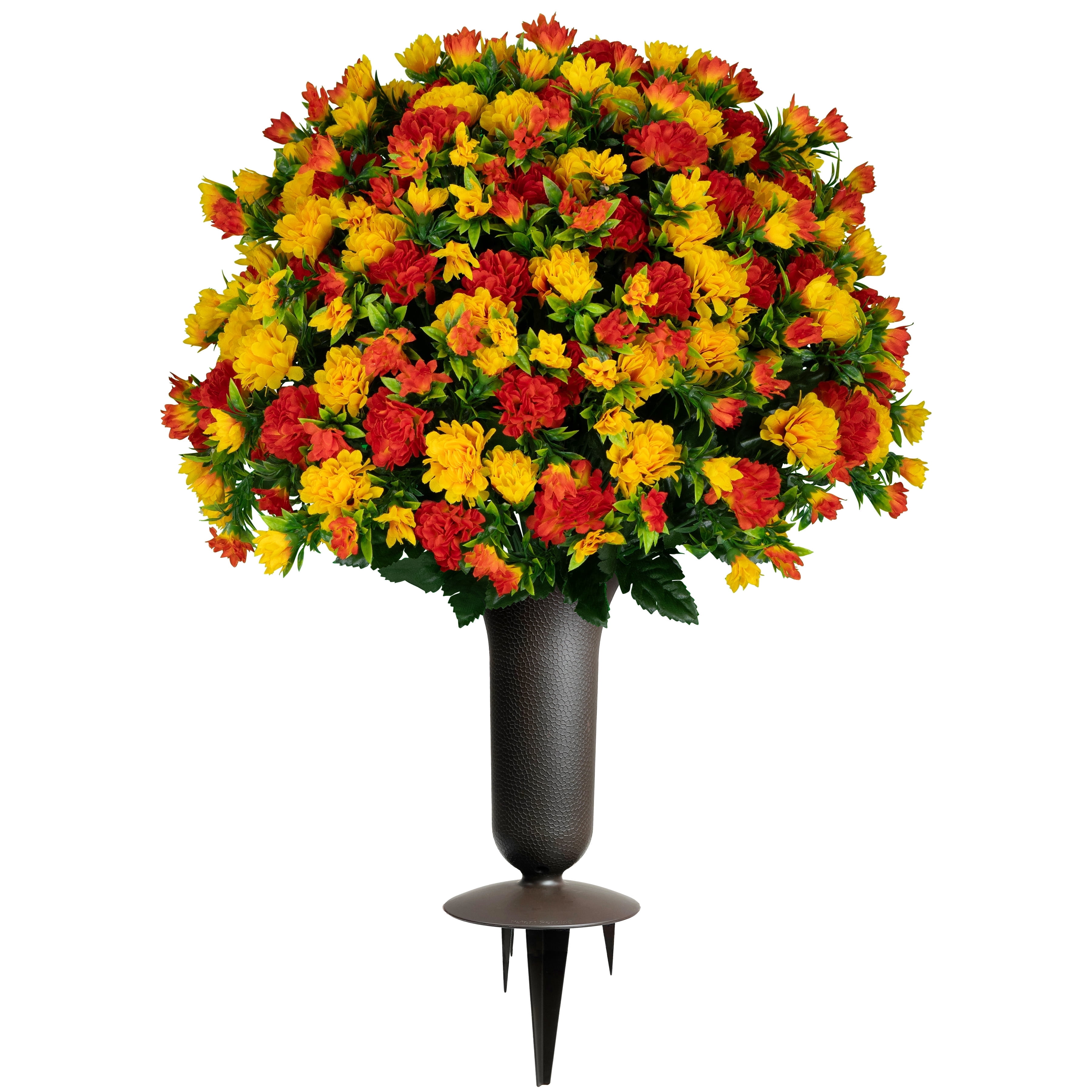 Sympathy Silks Artificial Fall Cemetery Flowers, 20" Sunset Orange ...