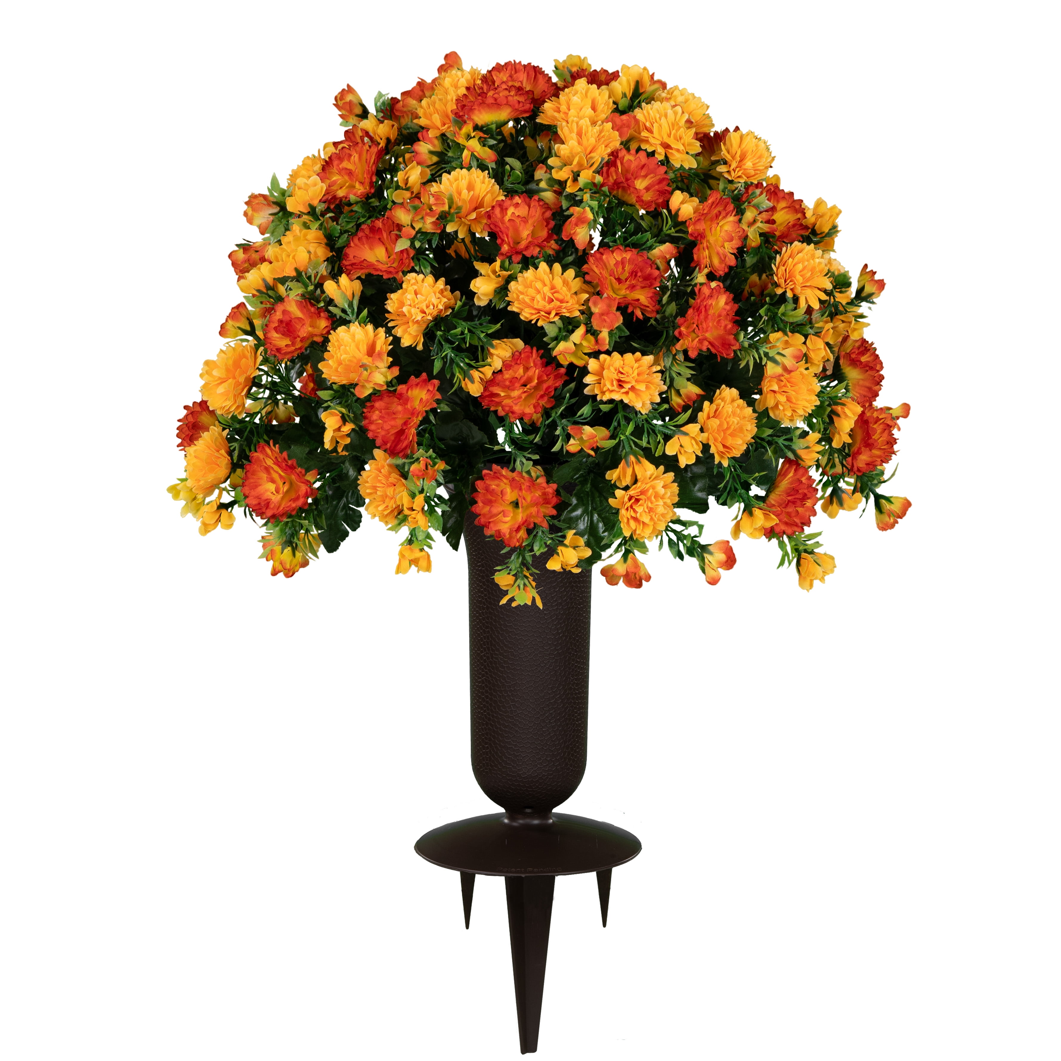 Sympathy Silks Artificial Fall Cemetery Flowers, 20" Sunset Orange ...