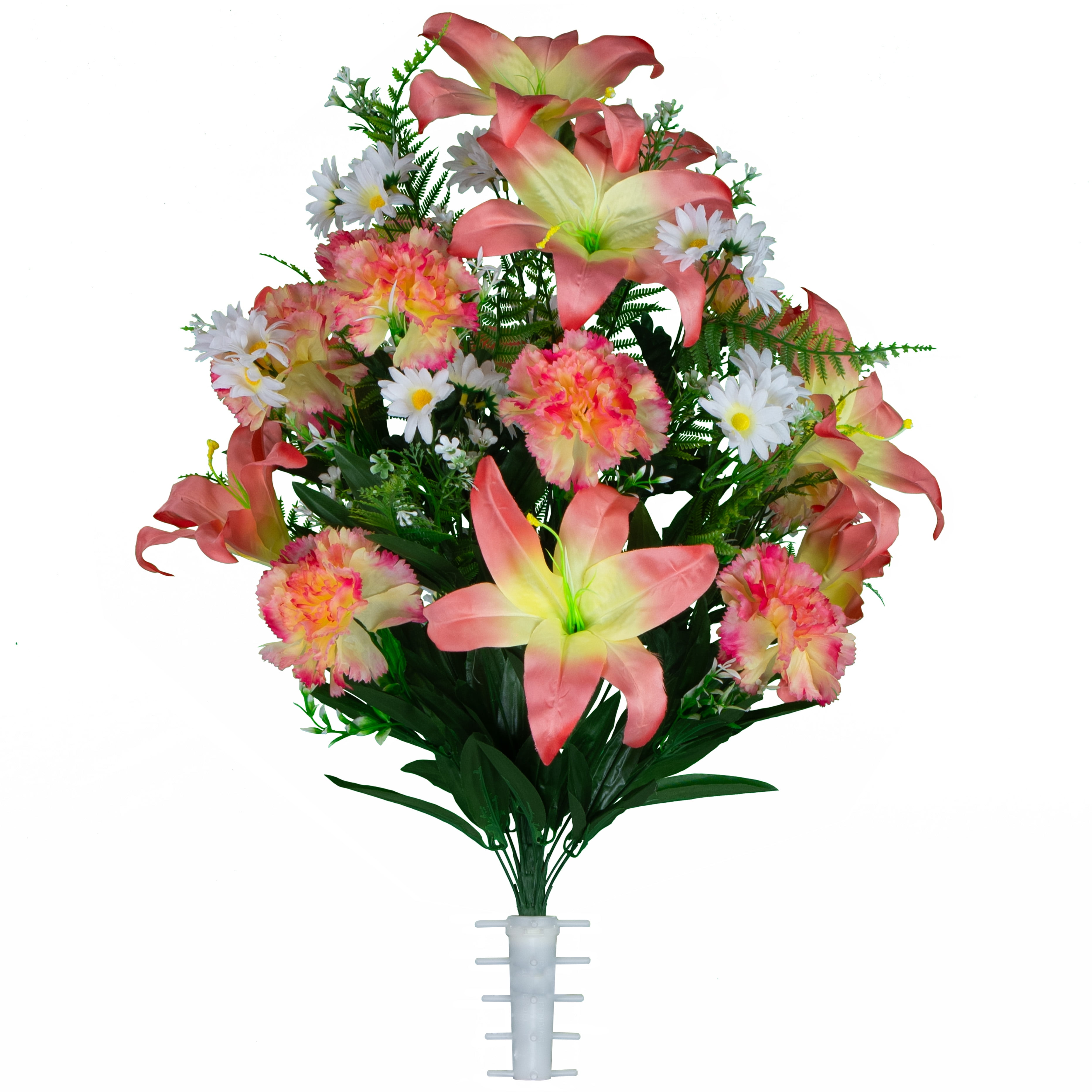 Sympathy Silks Cemetery Flowers Artificial Peach Lily and Carnation ...
