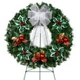 Sympathy Silks Christmas Memorial Wreath Plaid Packages and Holly with ...