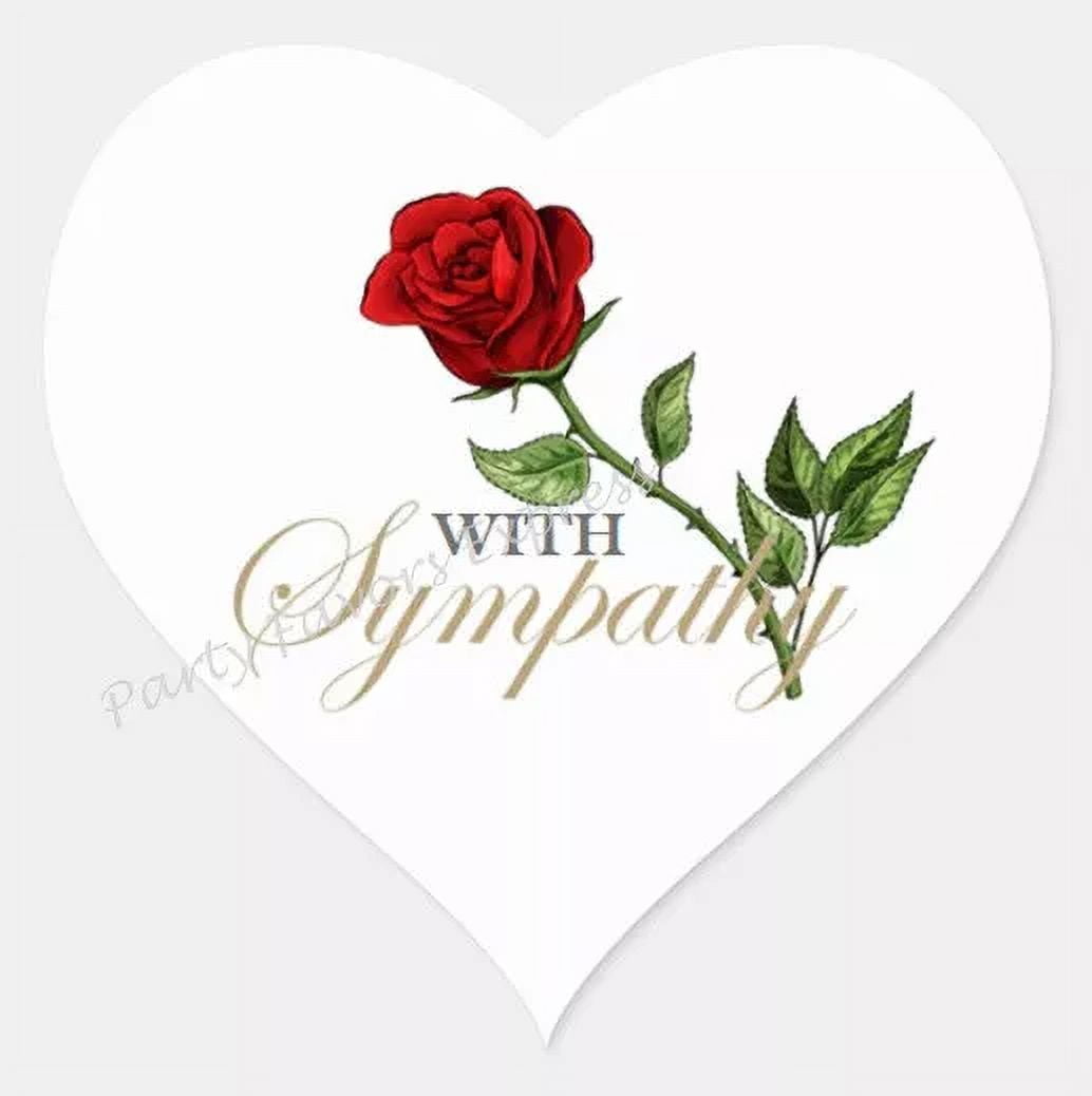 With Sympathy Sticker Party Favors Sticker - (Heart Shaped) Envelope ...