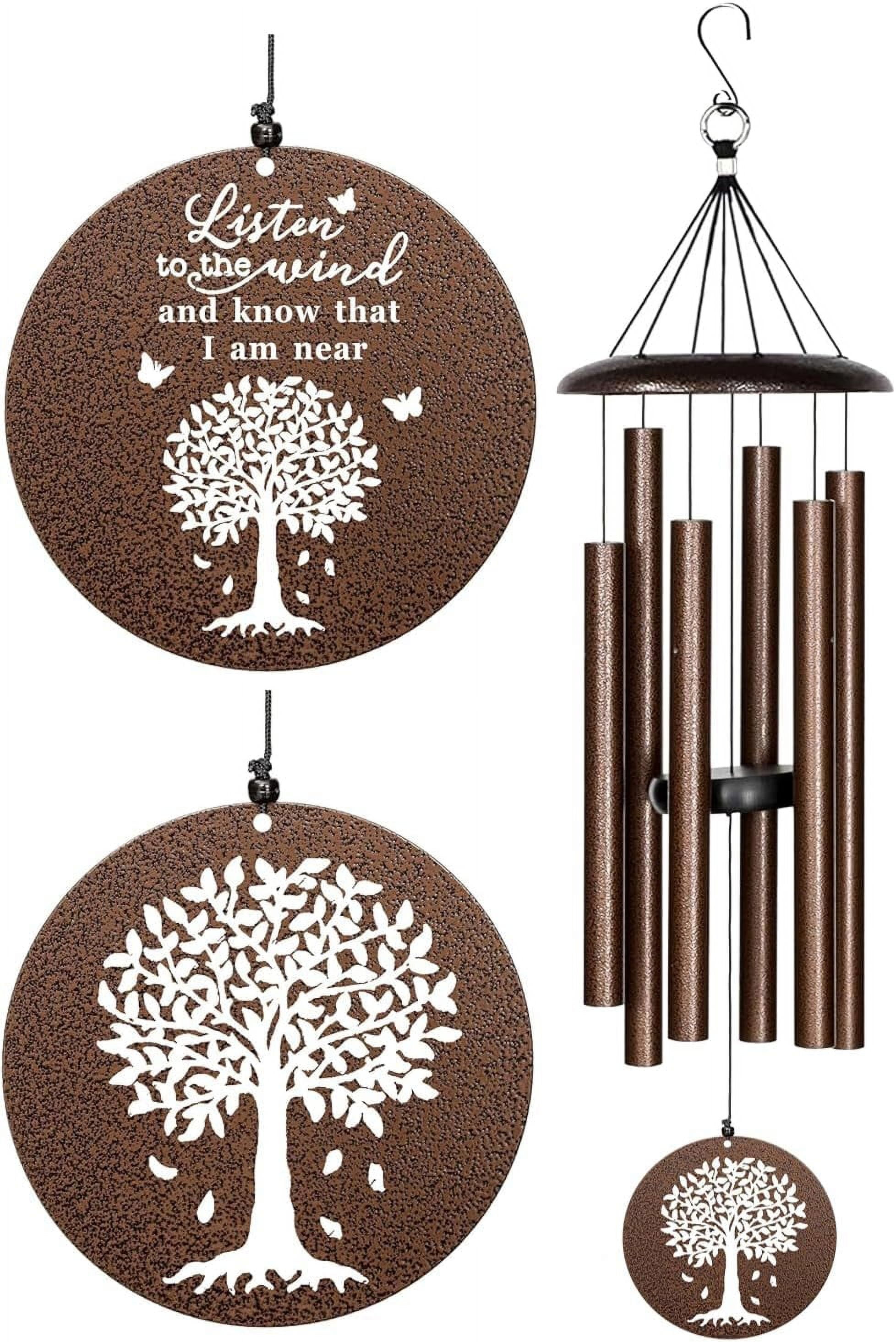 Sympathy Wind Chimes with Engraved Tree of Life, 36" Memorial Wind ...