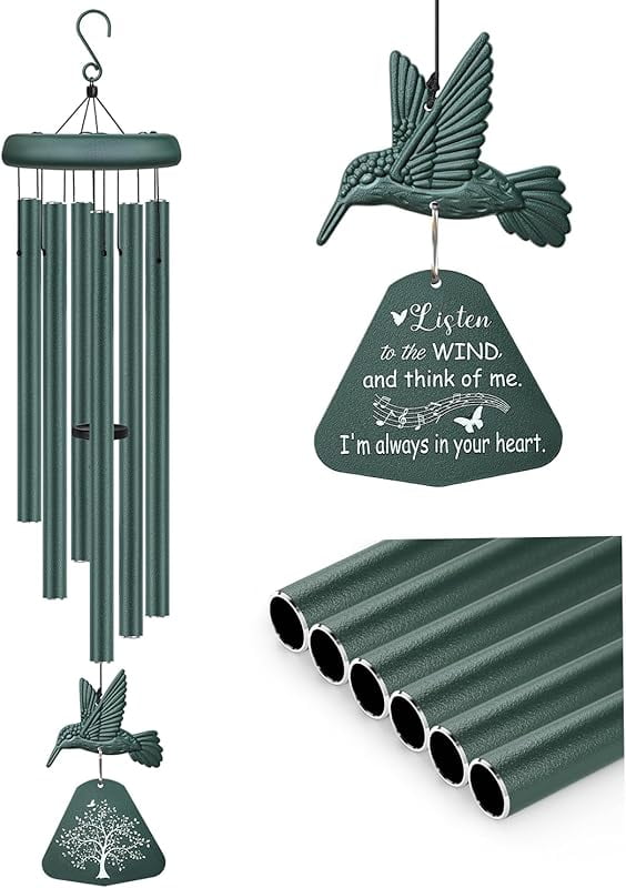 Sympathy Wind Chimes with Hummingbird Wind Spinner, Memorial Wind ...