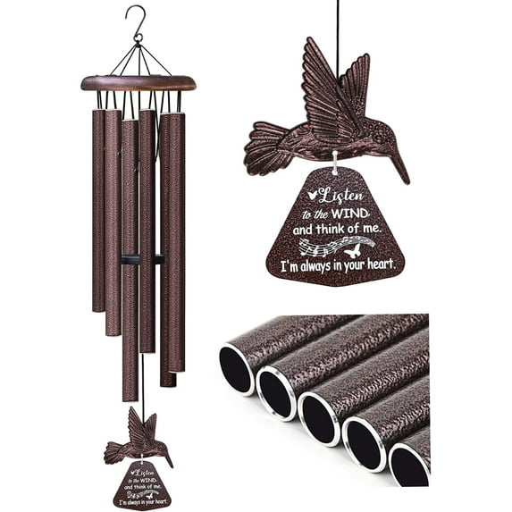 Sympathy Wind Chimes with Hummingbird Wind Spinner, Memorial Wind ...