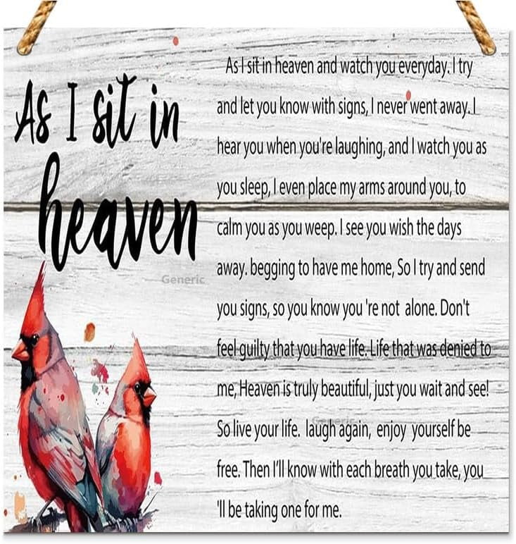 Sympathy Wooden Wall Hanging Sign for Loss of Loved, Red Cardinal ...