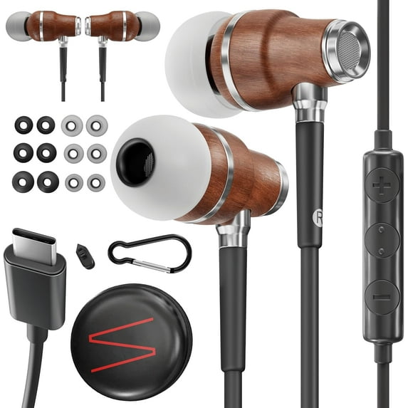Symphonized Premium Wooden iPhone Earphones Wired (USB C) Deep Bass ...