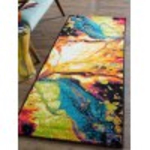 Symphony Contemporary 2.7' x 7' Multi-Color Polypropylene Indoor Area ...