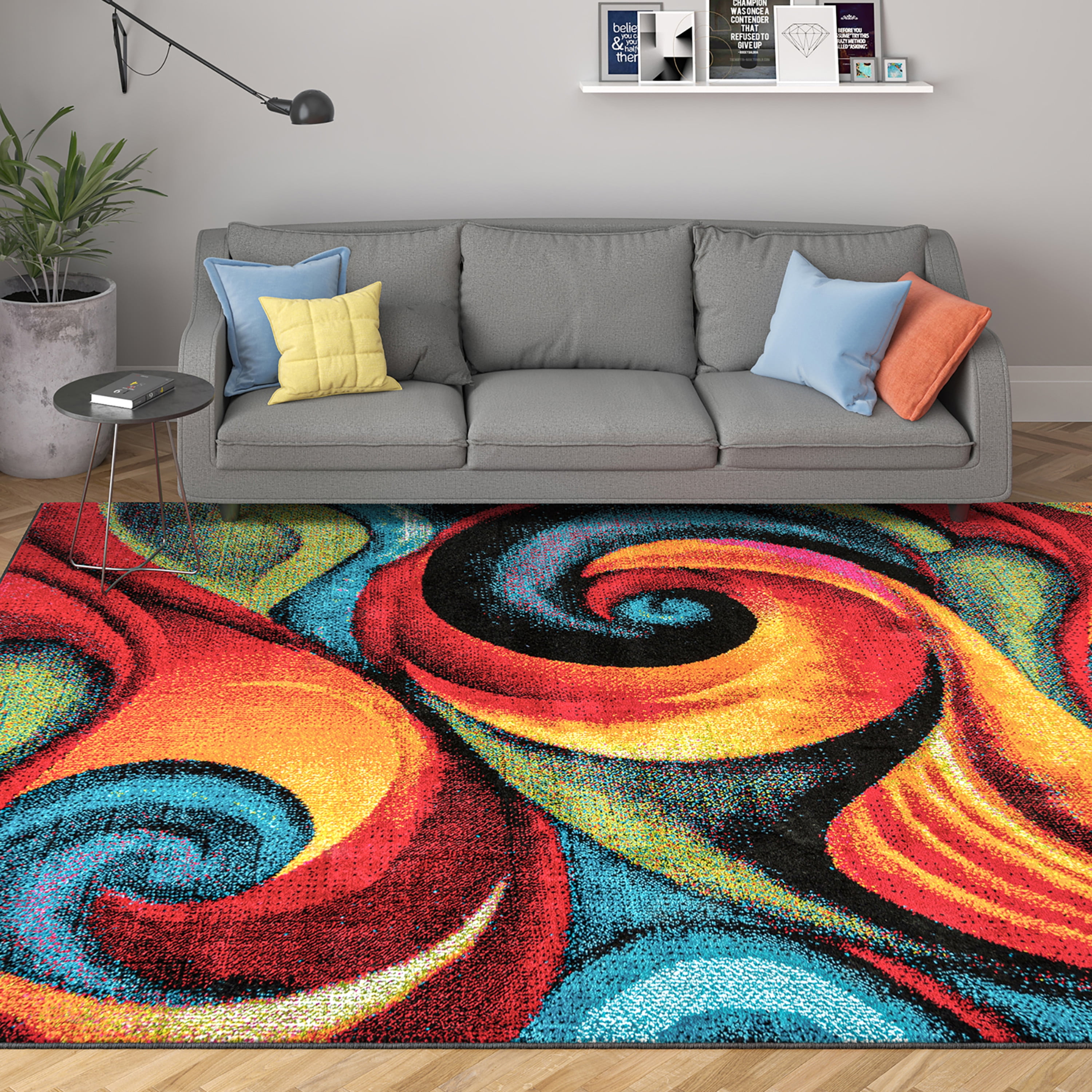 Symphony Contemporary 5' x 7' Multi-Color Polypropylene Indoor Area Rug ...