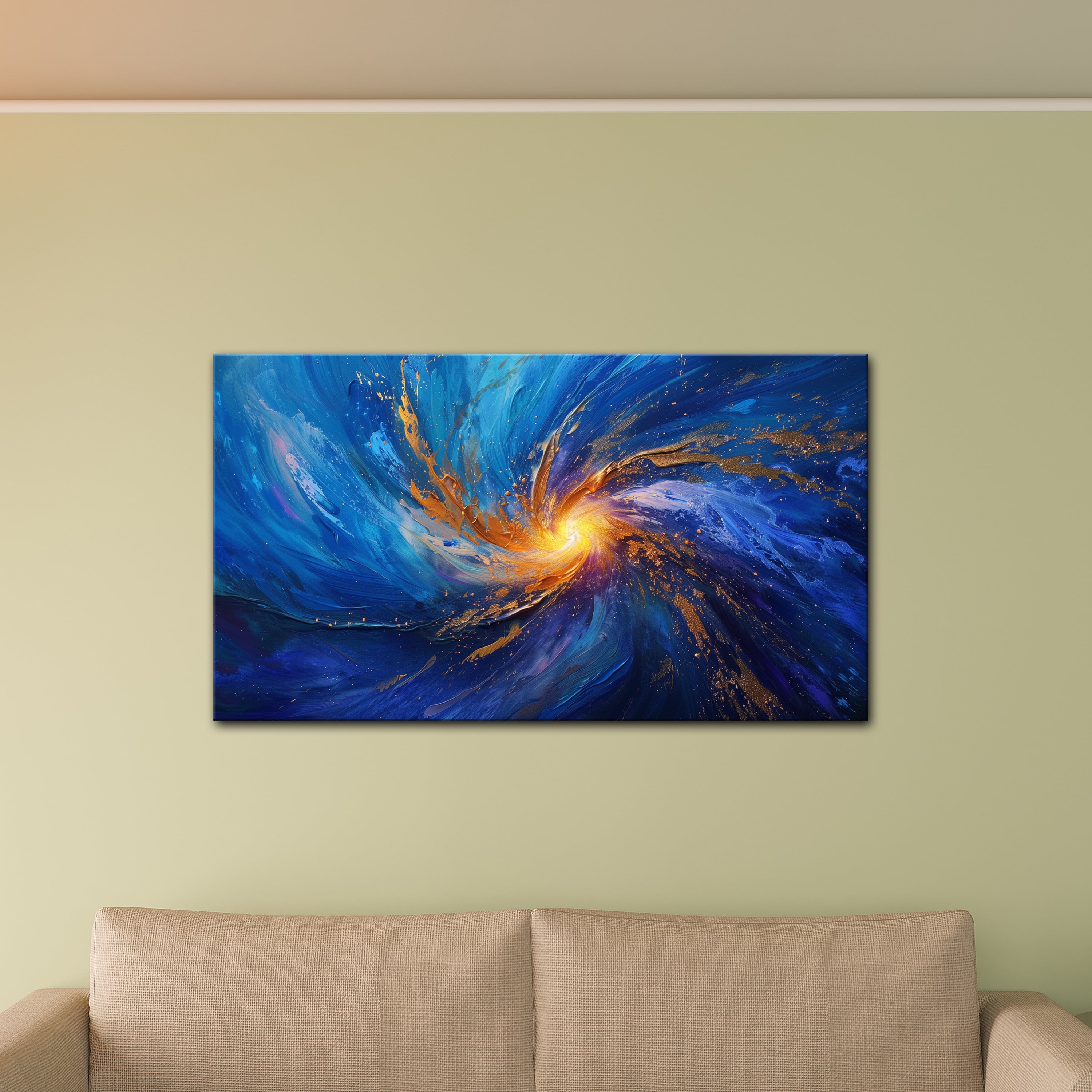 Symphony of Energy- Blue and Gold Storm Vortex (16 "x24" customizable) by Genie's Poems - Print ...