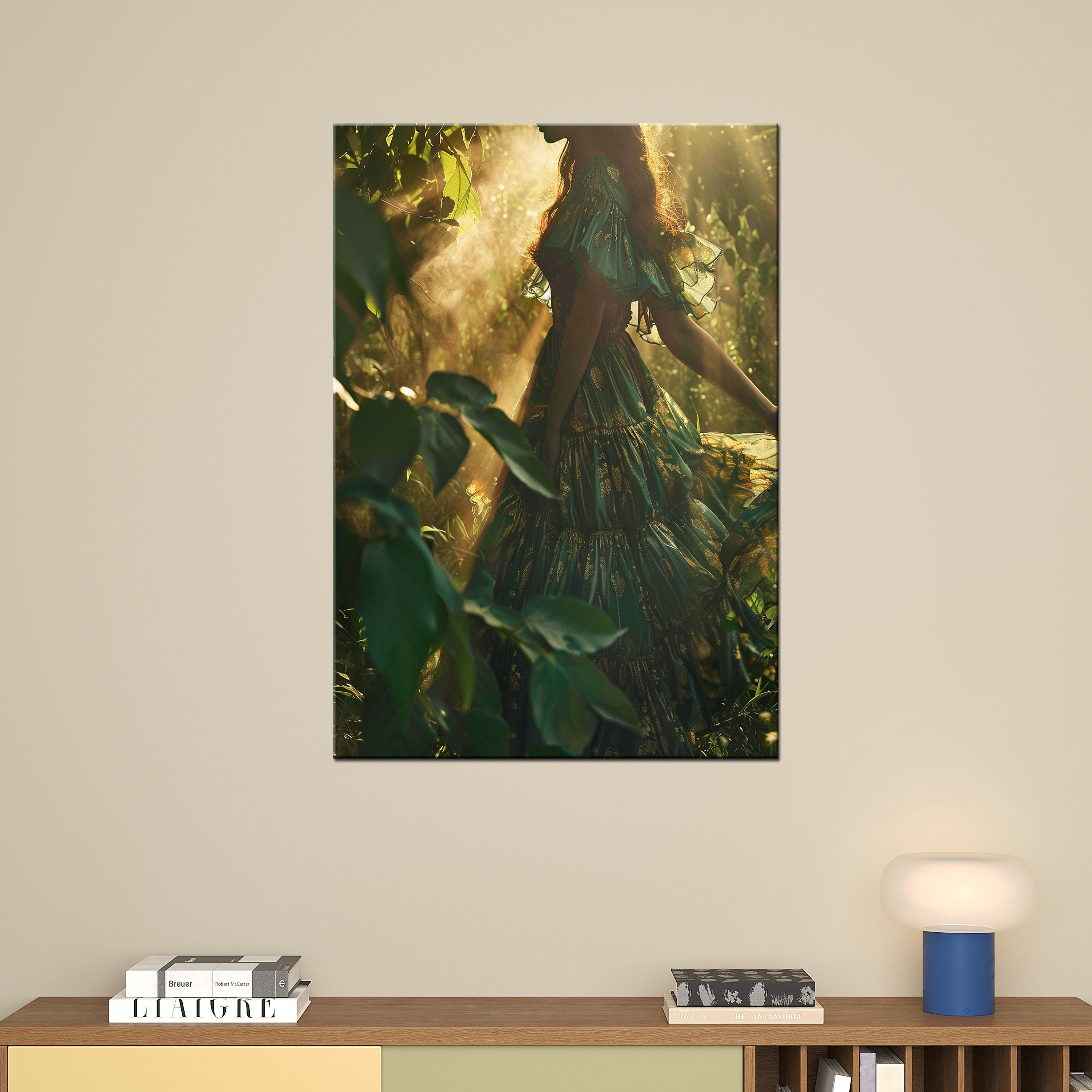 Symphony of Light and Forest- Woman Walking in the Forest (18 "x12 ...