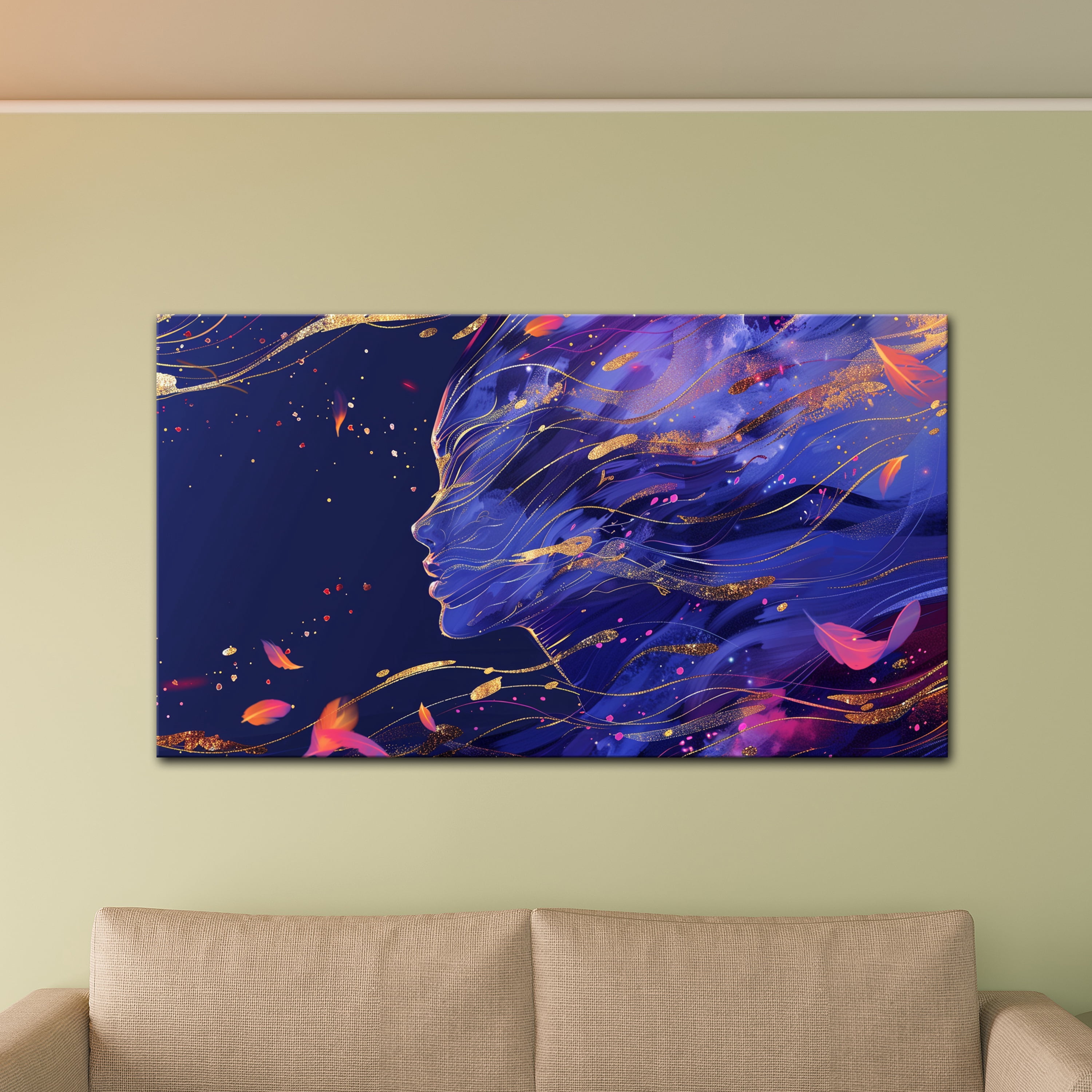Symphony of the Mind- Gold Feather Illusion Surface Wall Art (16 "x24 ...
