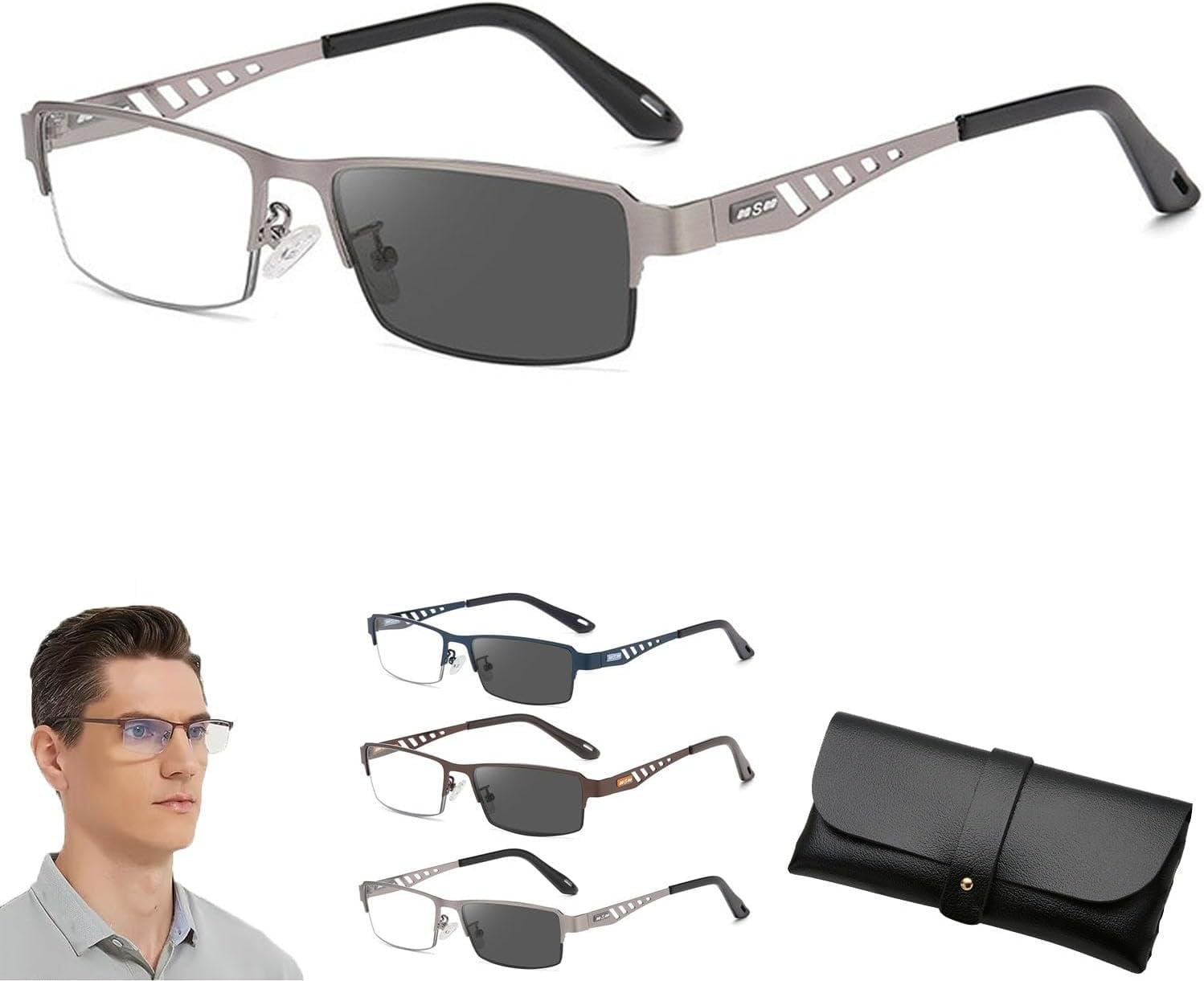 Symtmetry Ultra-Light Multi-Focal Photochromic Reading Glasses, Color ...