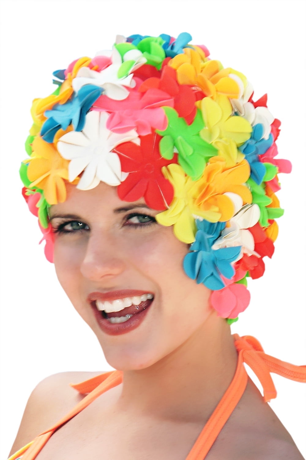 Sync Swimwear Retro Petal Swim Cap, Vintage Flower Design, Water ...