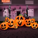 Syncfun 10 FT Halloween Inflatable Long Pumpkin with Witch's Cat ...