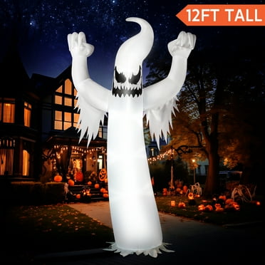 12 FT Halloween Decoration Inflatable Ghost, Blow Up Animated Red Eyes ...