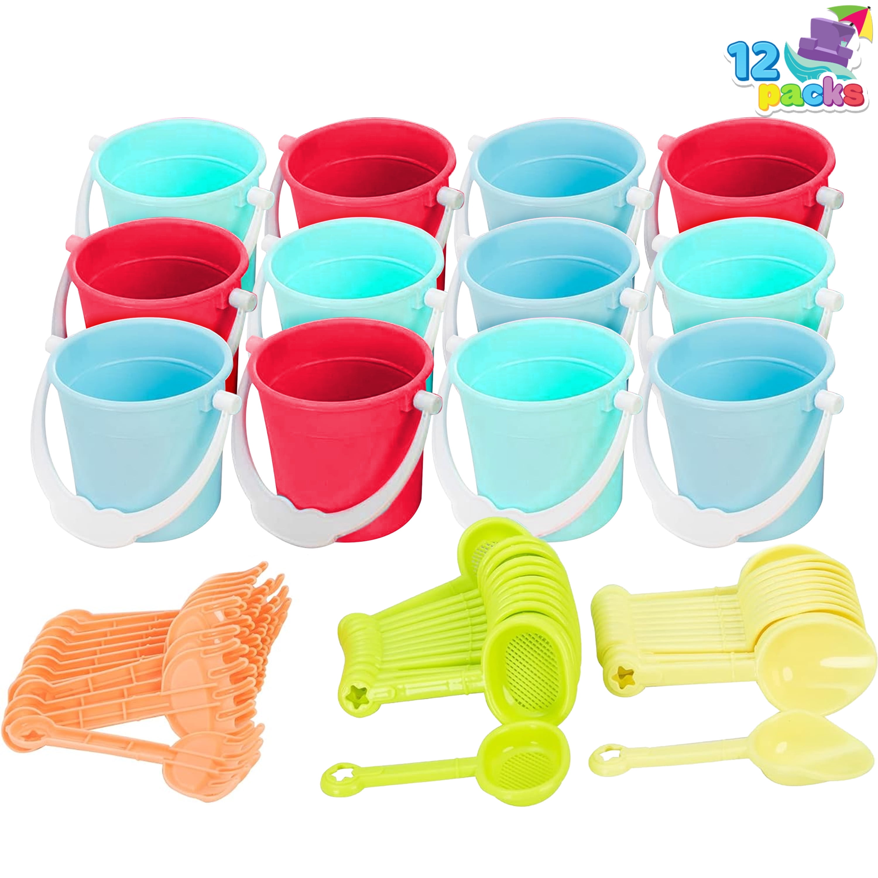 "SYNCFUN 36pcs Mini Beach Sand Bucket and Shovel Set, 3"" Pail Small ...