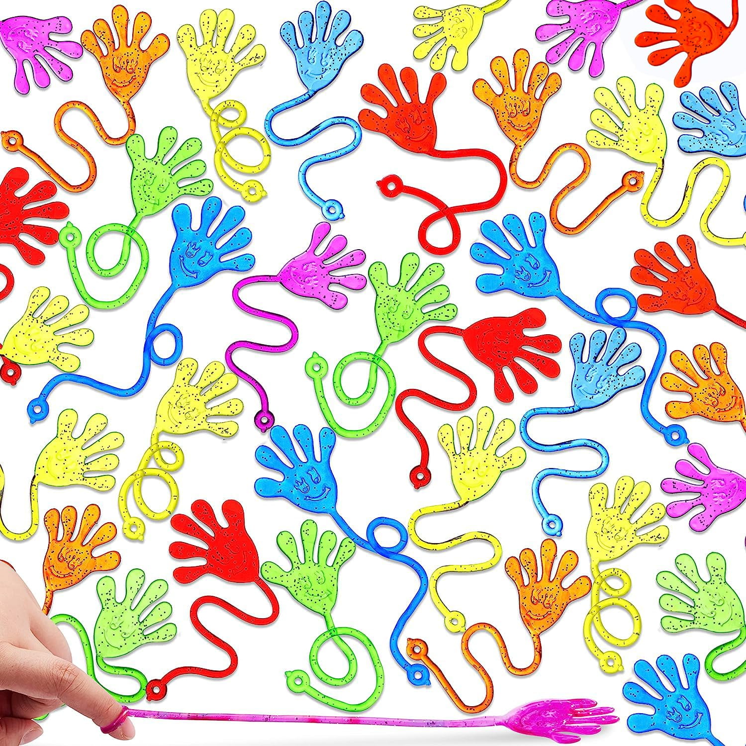 Syncfun 120 Pcs Sticky Hands Party Favors for Kids Assorted Stretchy ...
