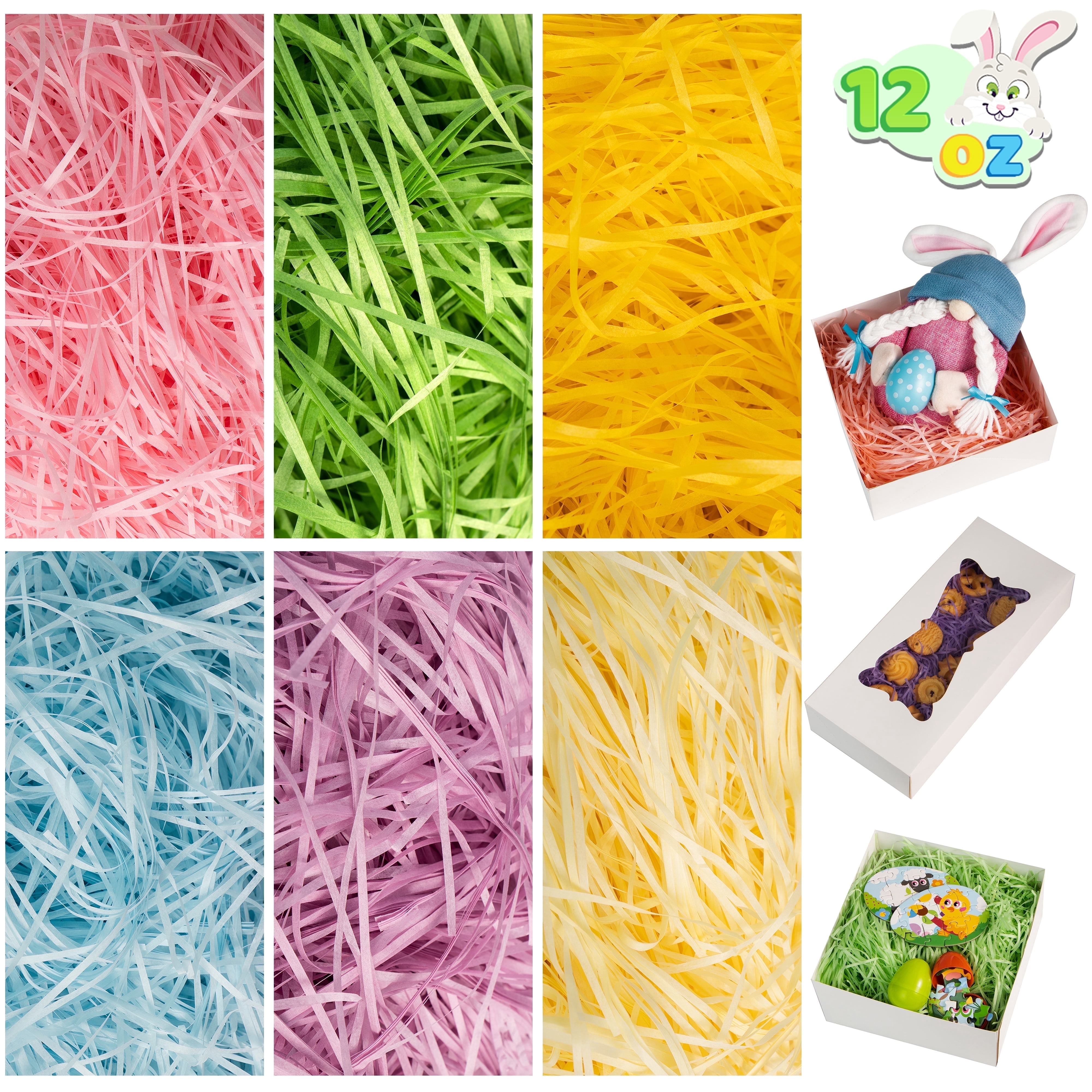 Syncfun 12oz Easter Basket Grass, 6 Colors Recyclable Paper Shred ...