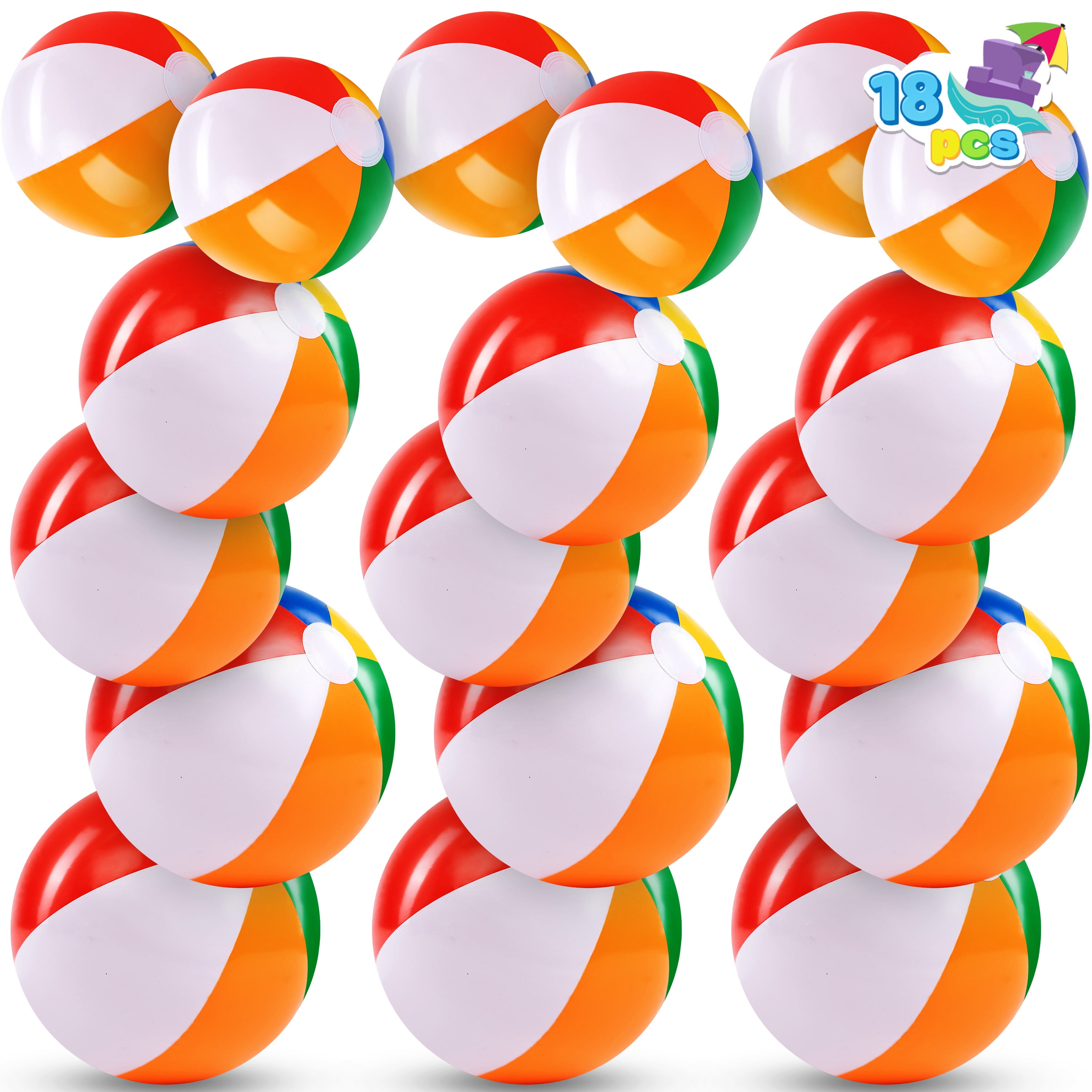 Syncfun 18 Pcs Rainbow Beach Balls, 3 Size Inflatable Swimming Pool ...