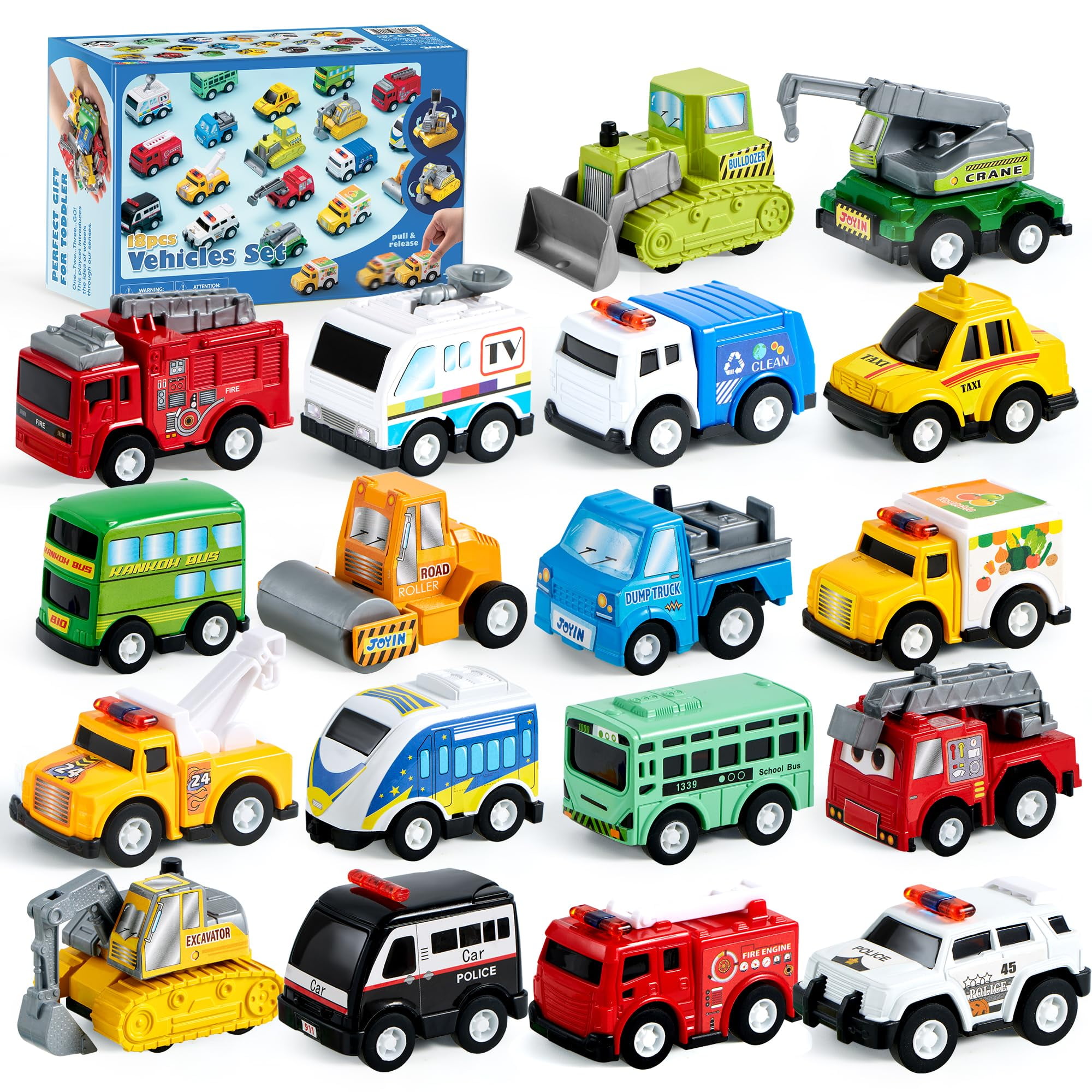 Syncfun 18 Pcs Toy Cars for kids, Friction Pull Back Play Car Vehicle ... Syncfun 18 Pcs Toy Cars for kids, Friction Pull Back Play Car Vehicle ...