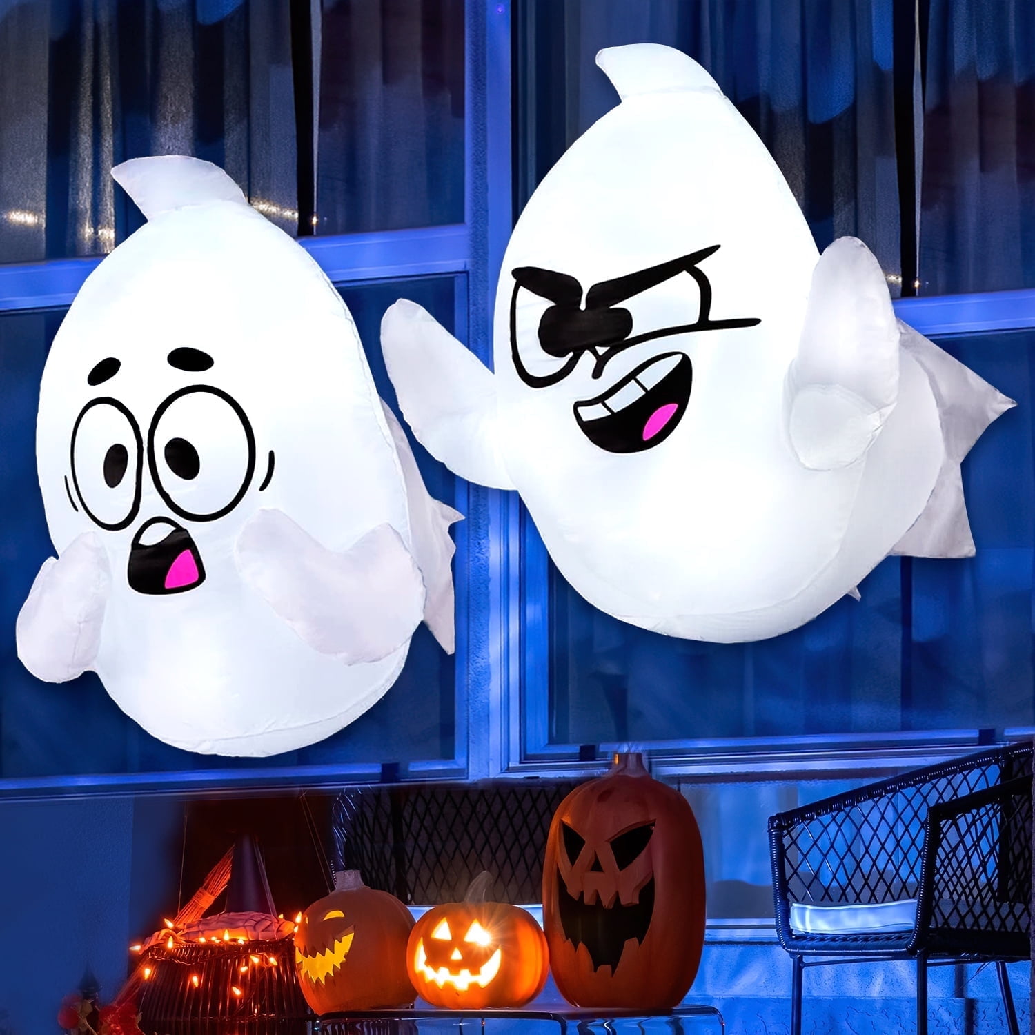 Joyfy 2 Pack Halloween Inflatable Window Ghost,2.6 FT Outdoor Scary ...