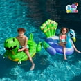 Syncfun 2 Packs Inflatable Dinosaur & Peacock Pool Floats Set, Fun ...
